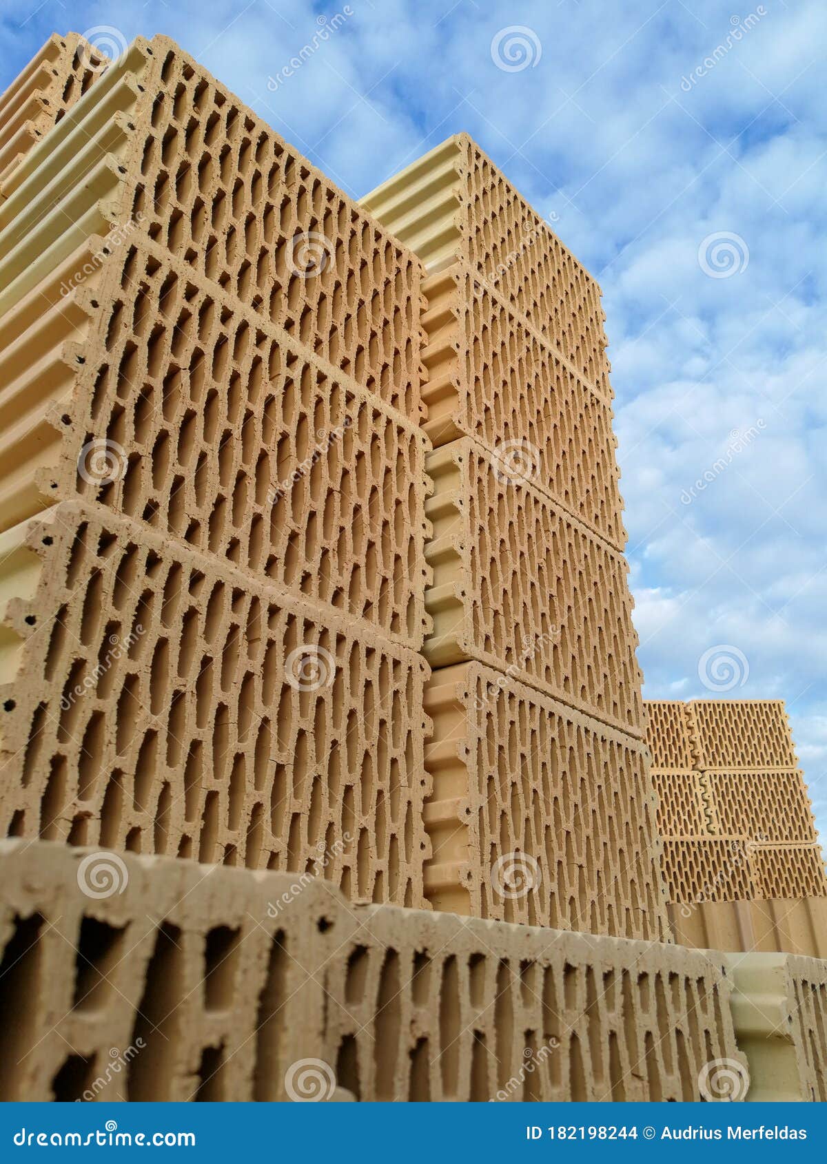 Stack of Ceramic Building Blocks Close Up Stock Photo - Image of site ...