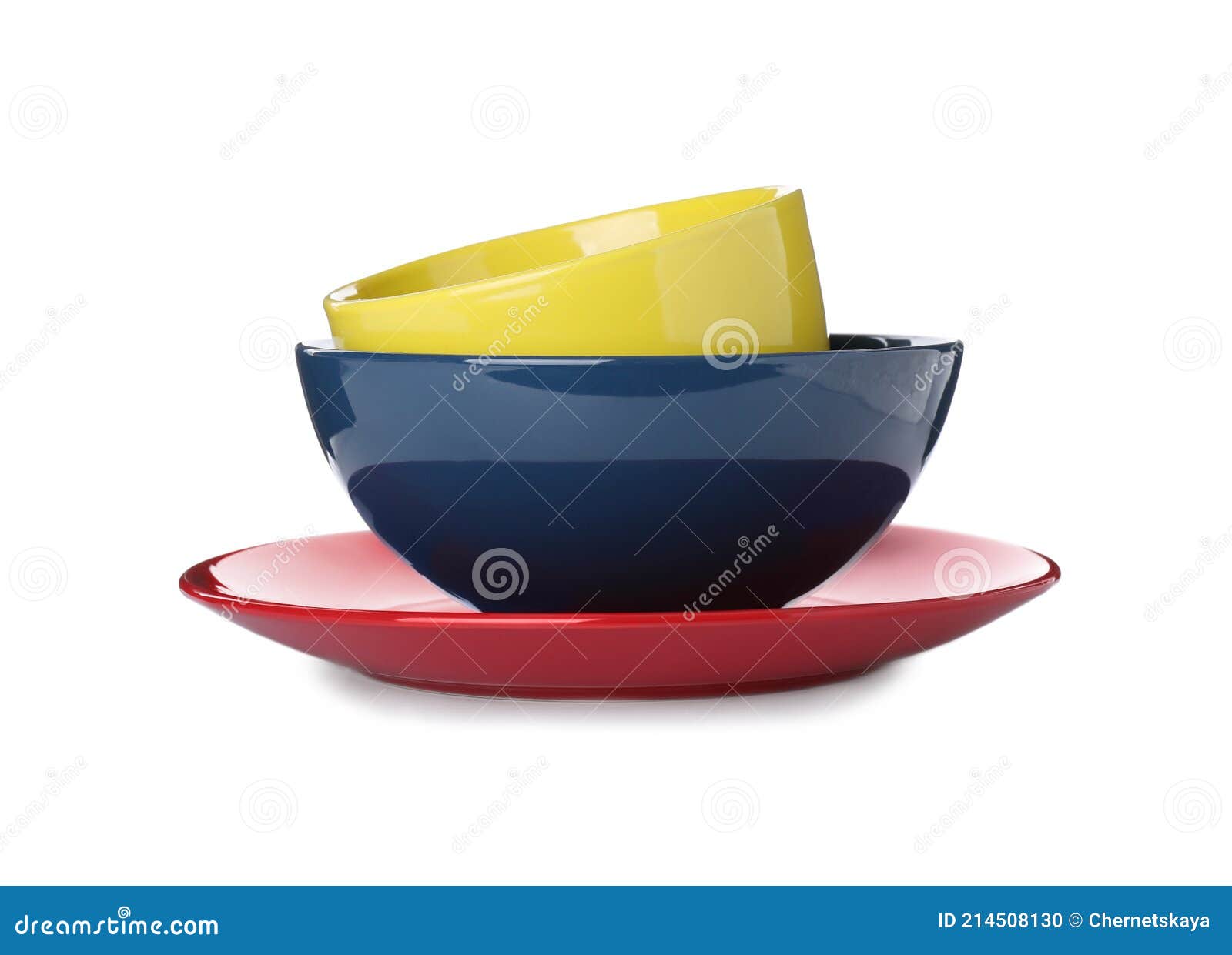 Stack of Ceramic Dishware on White Background Stock Photo - Image of ...