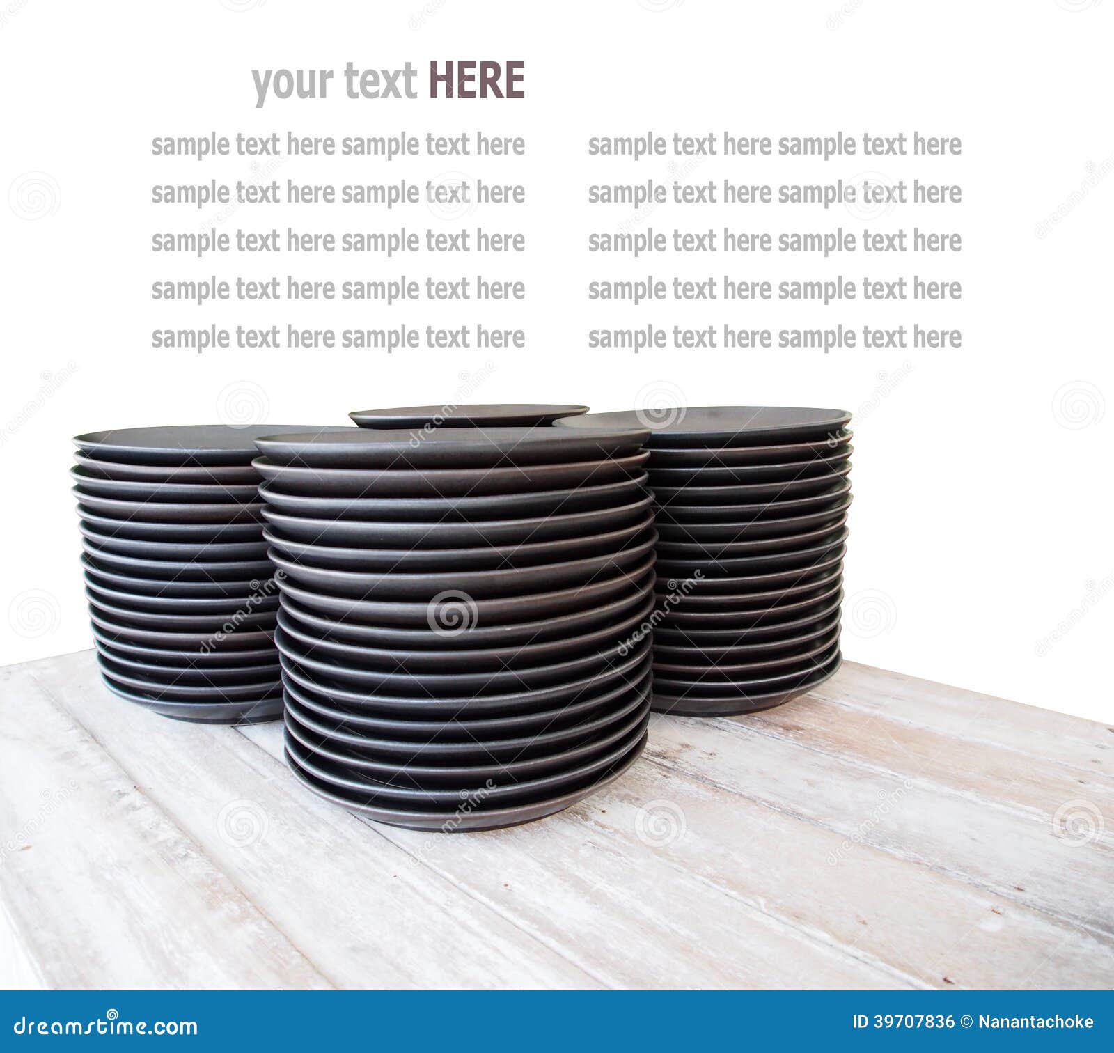 Stack Of Ceramic Plates Or Pile Of Porcelain Dishes In A Kitchen Of A ...