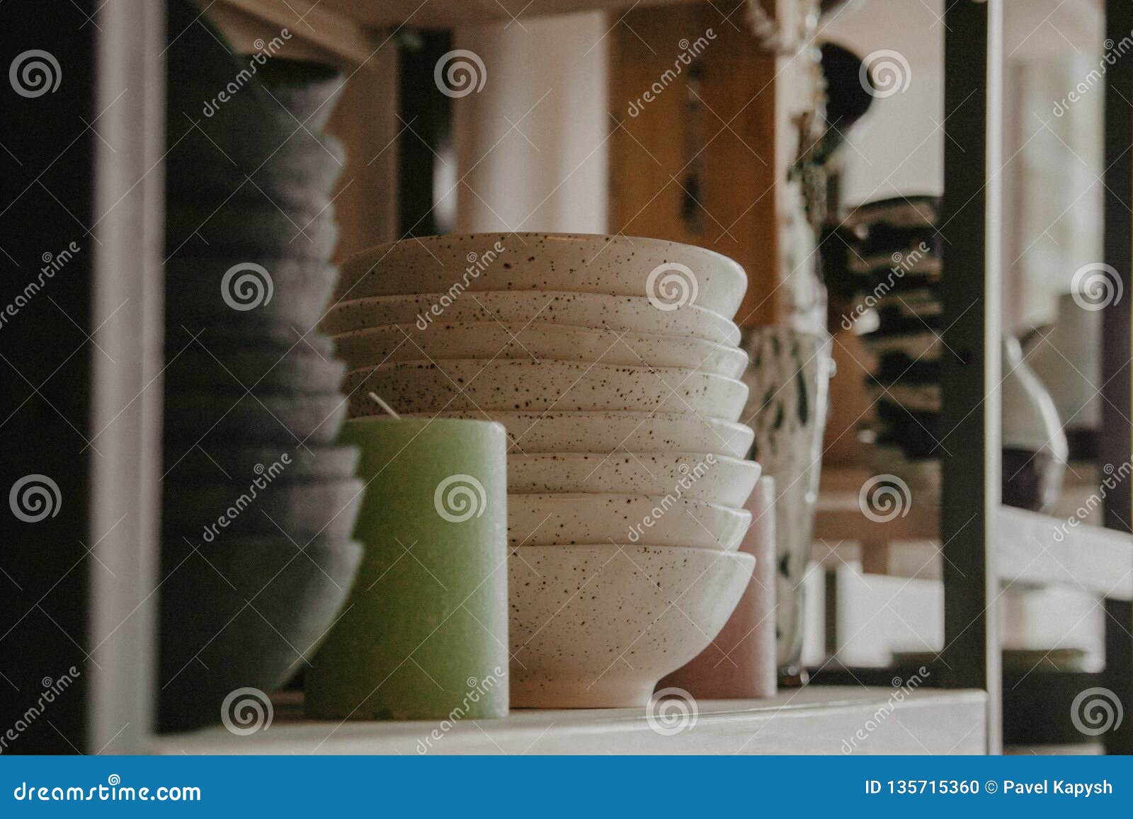 Stack of Ceramic Plates on Cozy Back Stock Photo - Image of pattern ...