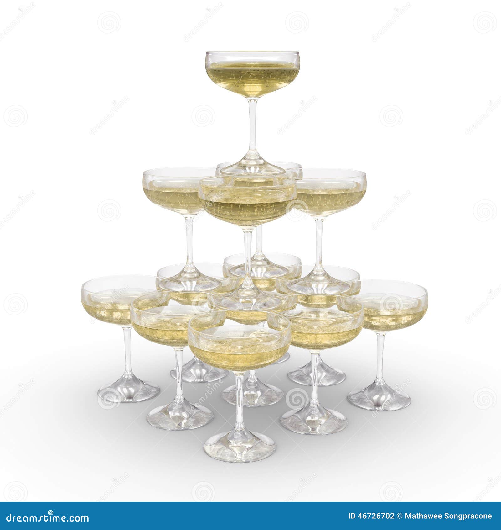 Stack of Champagne Glasses with Clipping Path Stock Photo - Image of ...