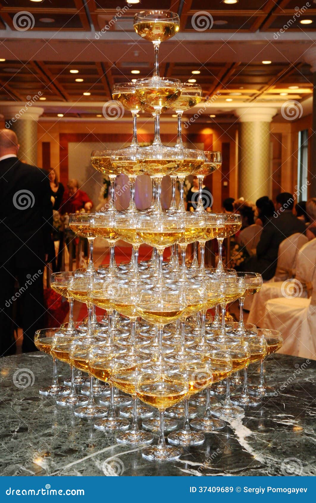 Stack of champagne glasses stock image. Image of catering - 37409689