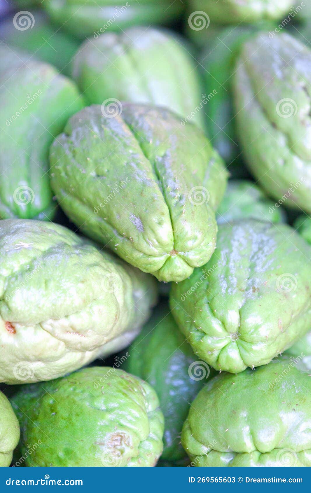 Stack of Chayotes on a Market Stall Stock Image - Image of edule ...