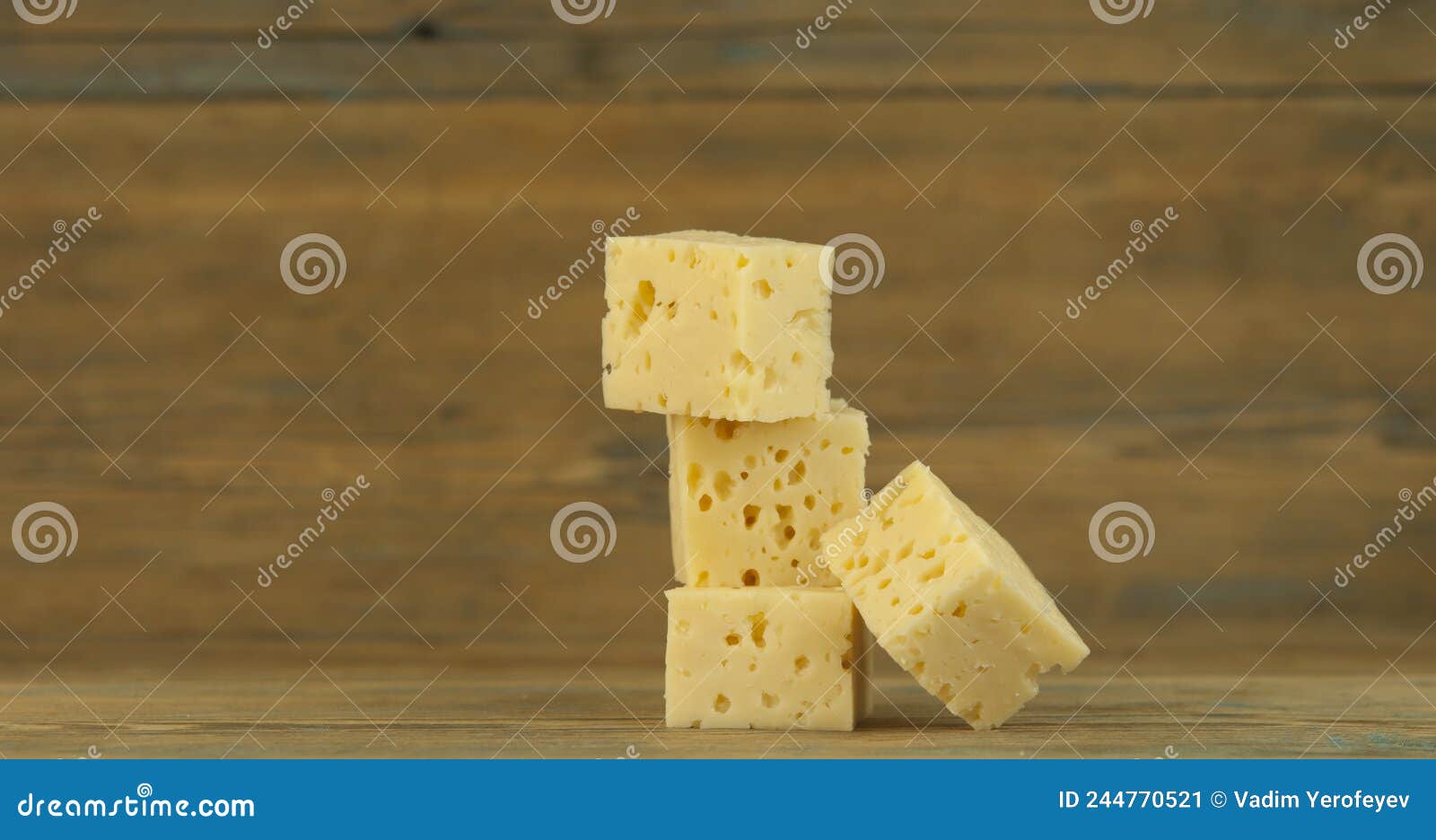 Stack Cheese Cubes on a Wood Kitchen Table Stock Image - Image of ...