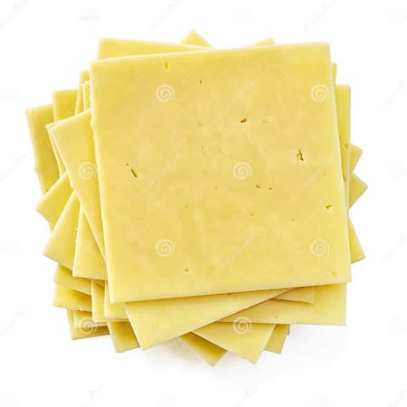Stack of Cheese Slices Top View Isolated Stock Image - Image of ...