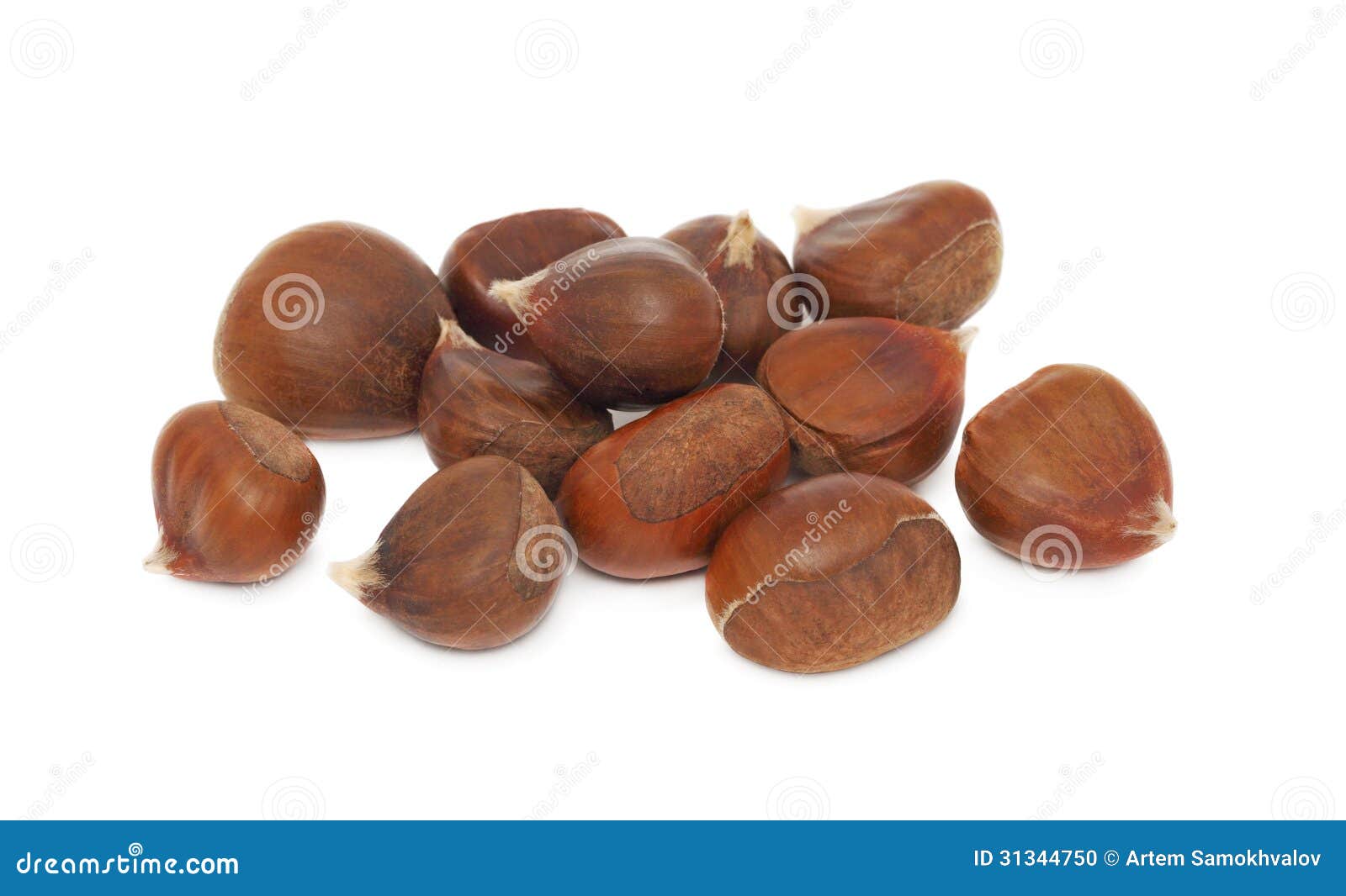 Stack of Chestnut (isolated) Stock Photo - Image of nutrient, full ...