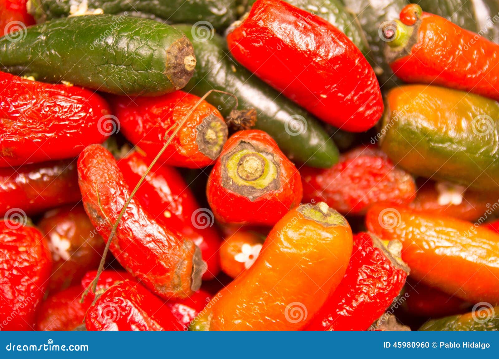 Stack of Chillies at the Market Stock Photo - Image of group, heap ...