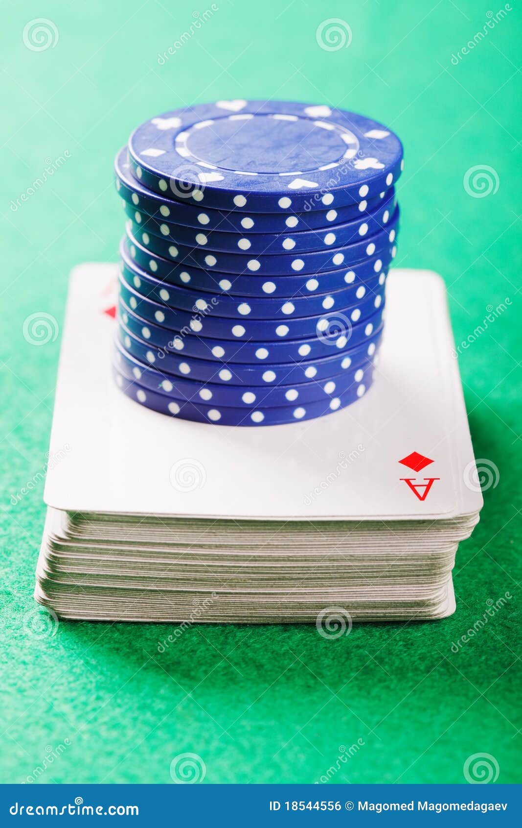 Stack of Chips on Card Deck Stock Photo - Image of poker, chips: 18544556