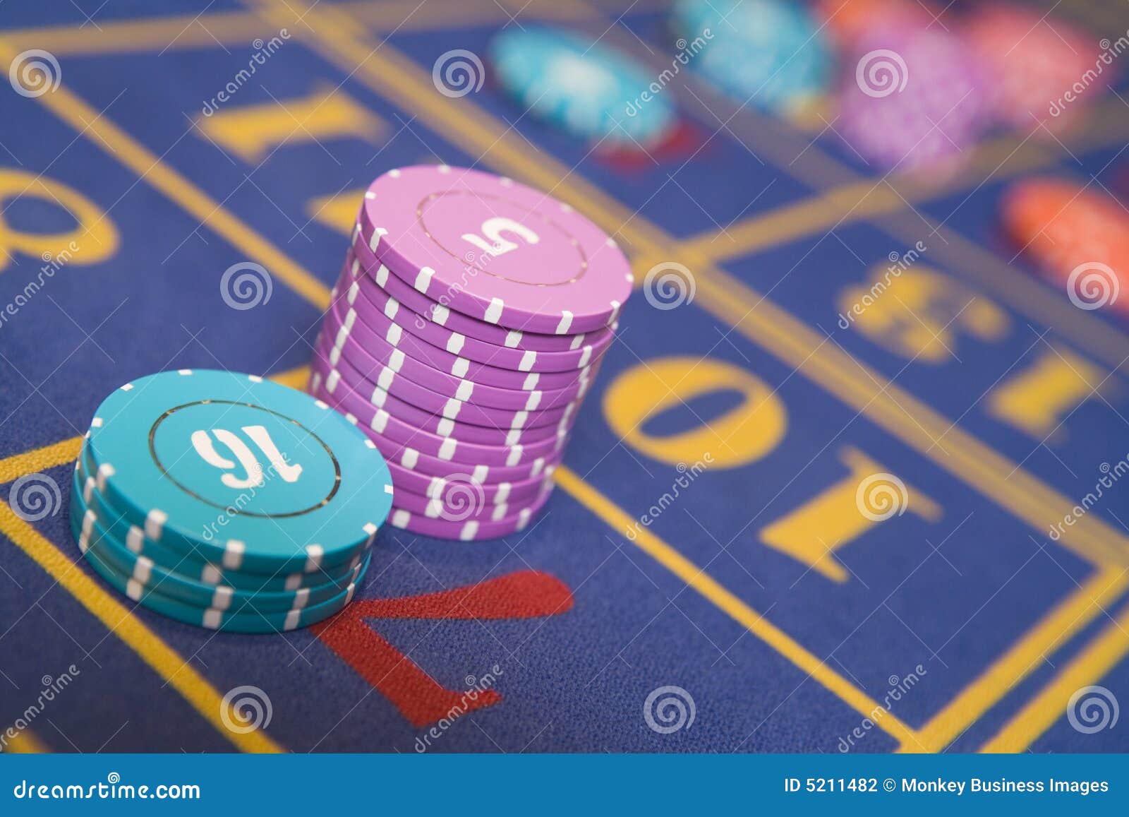 Stack of Chips on Roulette Table Stock Photo - Image of close ...