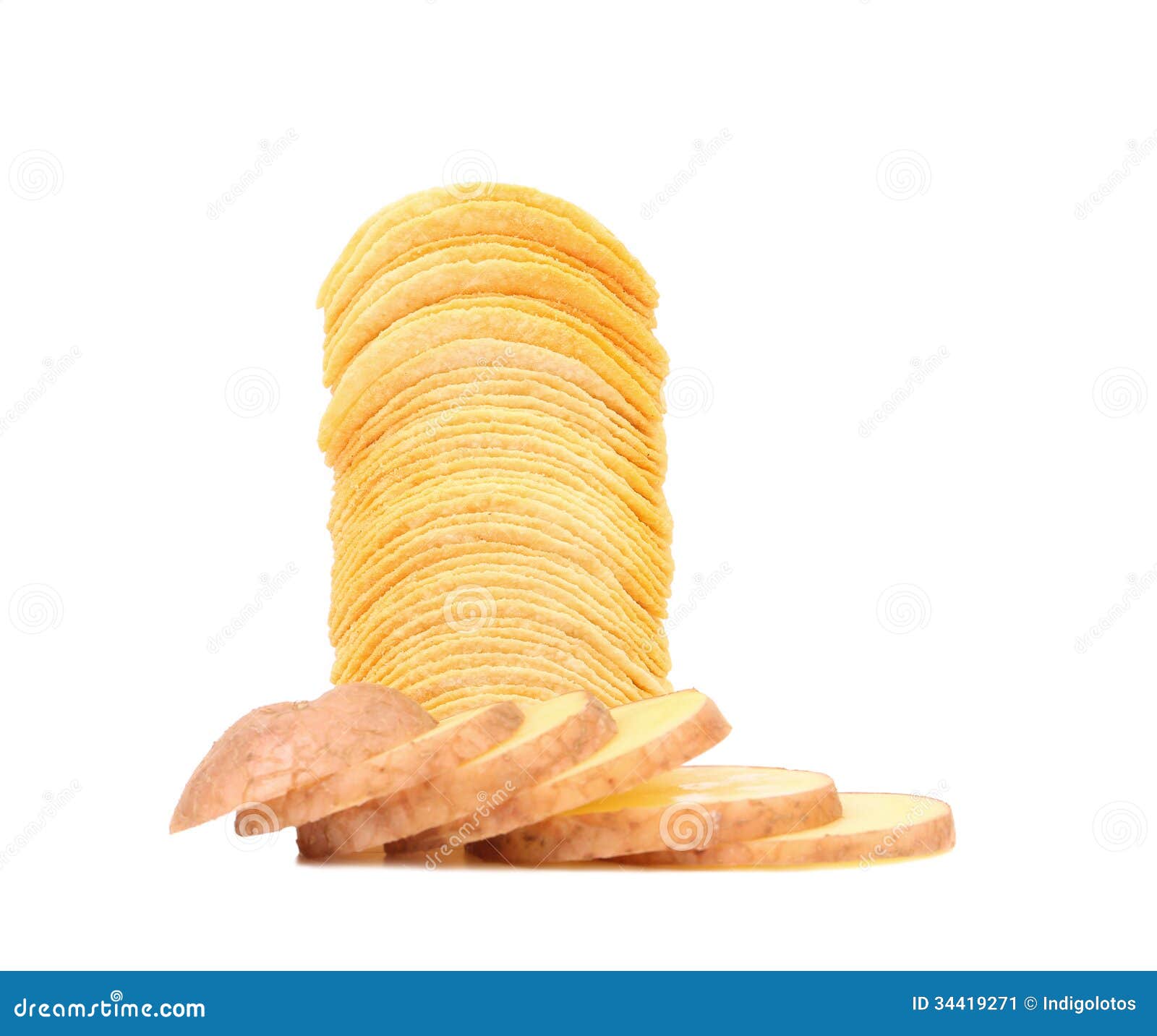 Stack of Chips and Sliced Potato. Stock Image - Image of nutrition ...