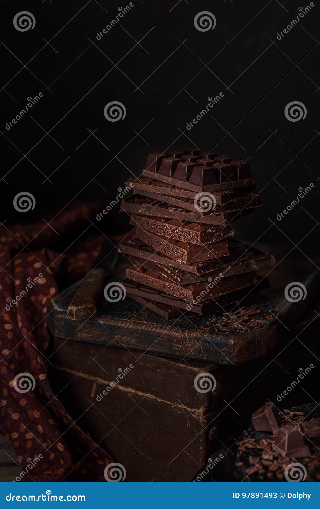 A Stack of Chockolate Blocks, Dark Photo Stock Image - Image of cocoa ...
