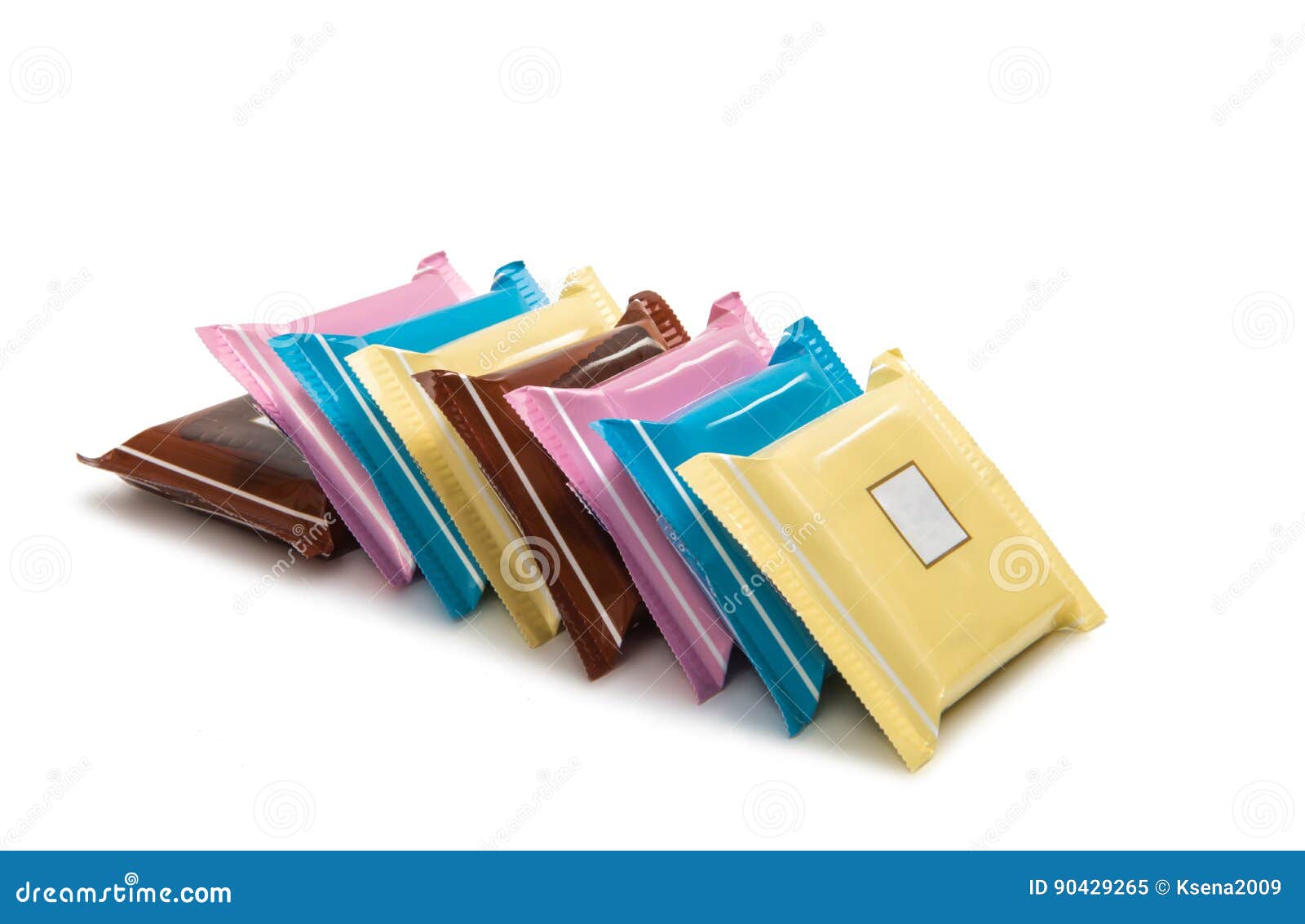 Stack of Chocolate Bars in Colorful Plastic Wrappers Stock Image ...