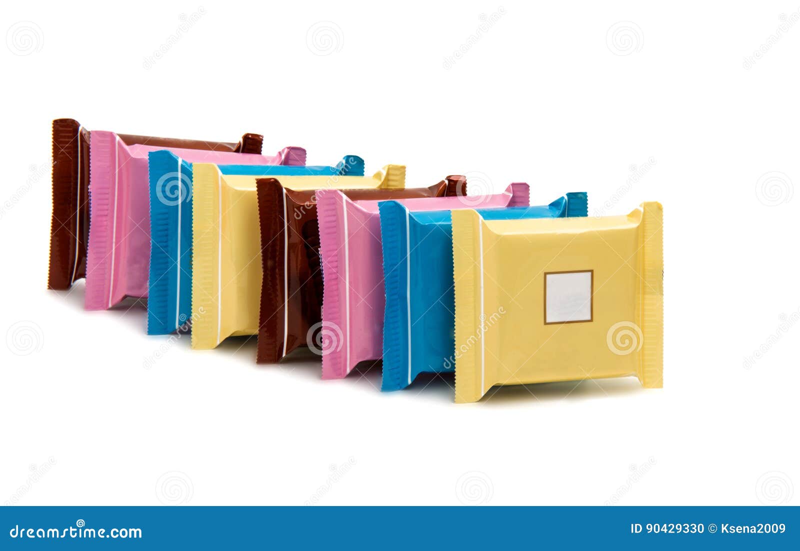 Stack of Chocolate Bars in Colorful Plastic Wrappers Stock Photo ...