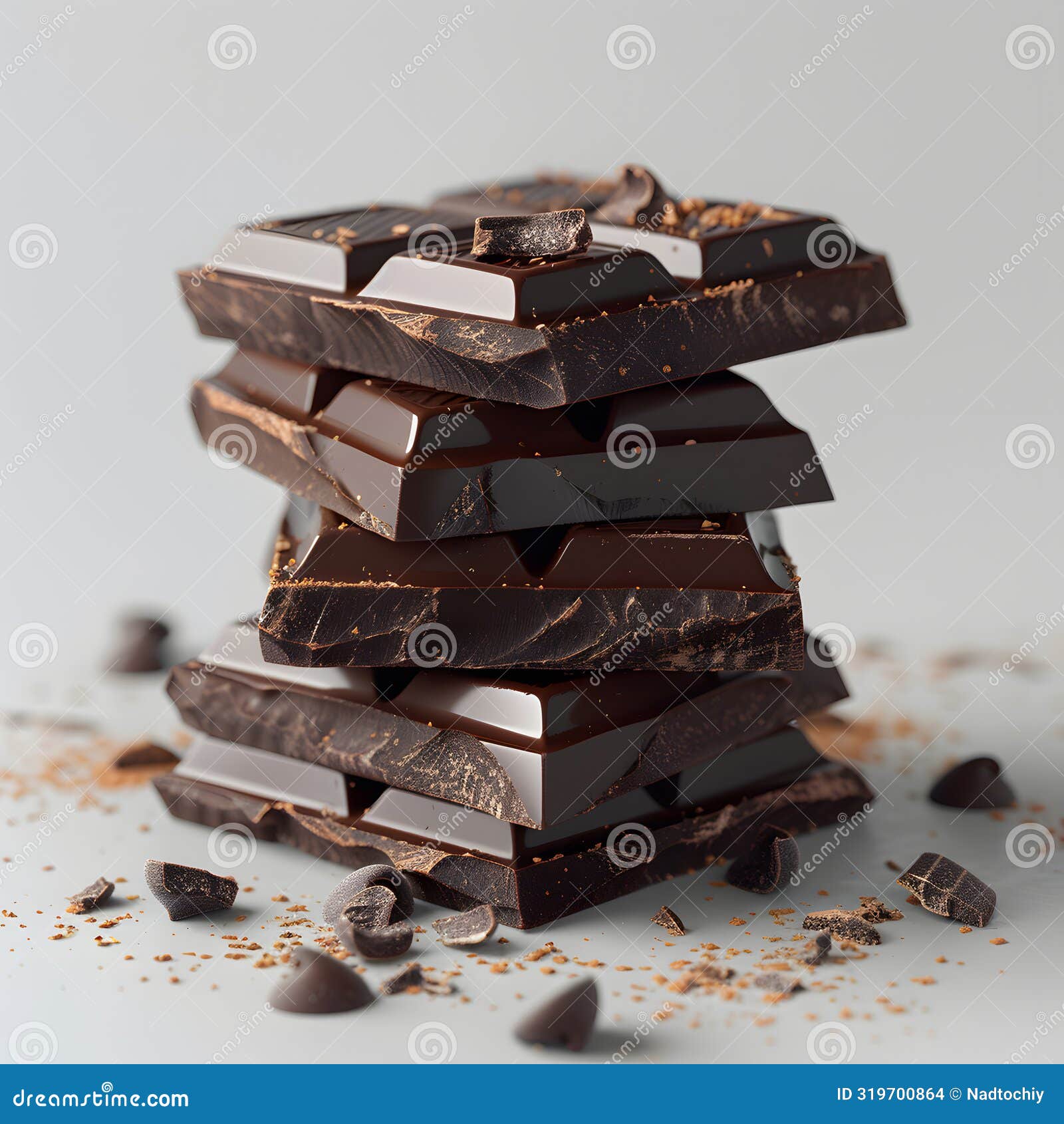 A Stack of Chocolate Bars Sitting on Top of Each Other Stock Photo ...