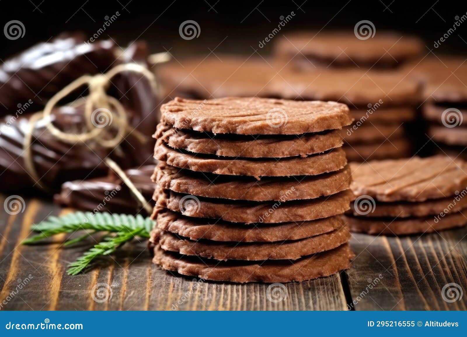 Stack of Chocolate Biscuits Ready for Packaging Stock Image - Image of ...