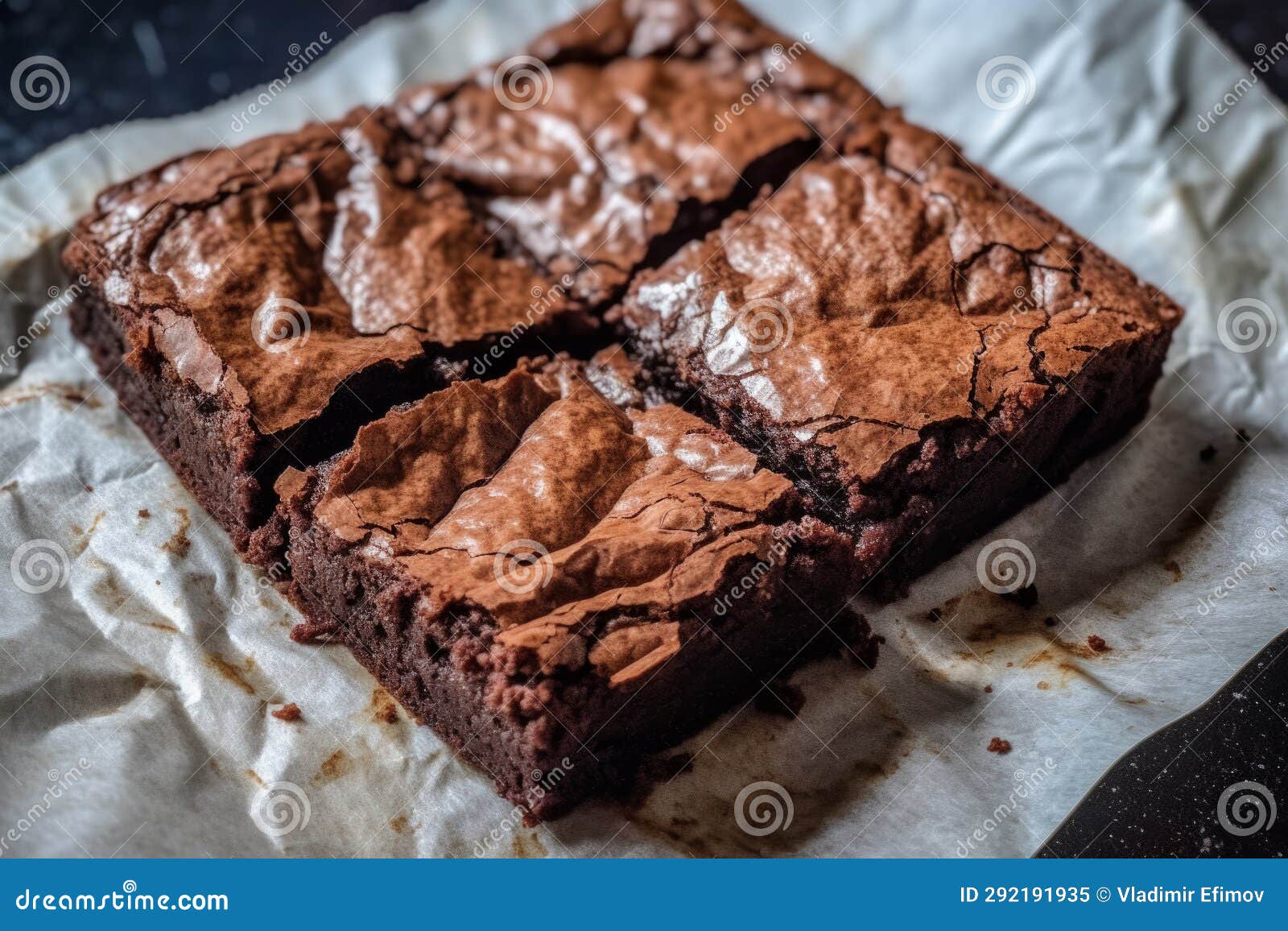 Stack of Chocolate Brownies Sitting on Wooden Board, Chips Stacked in ...