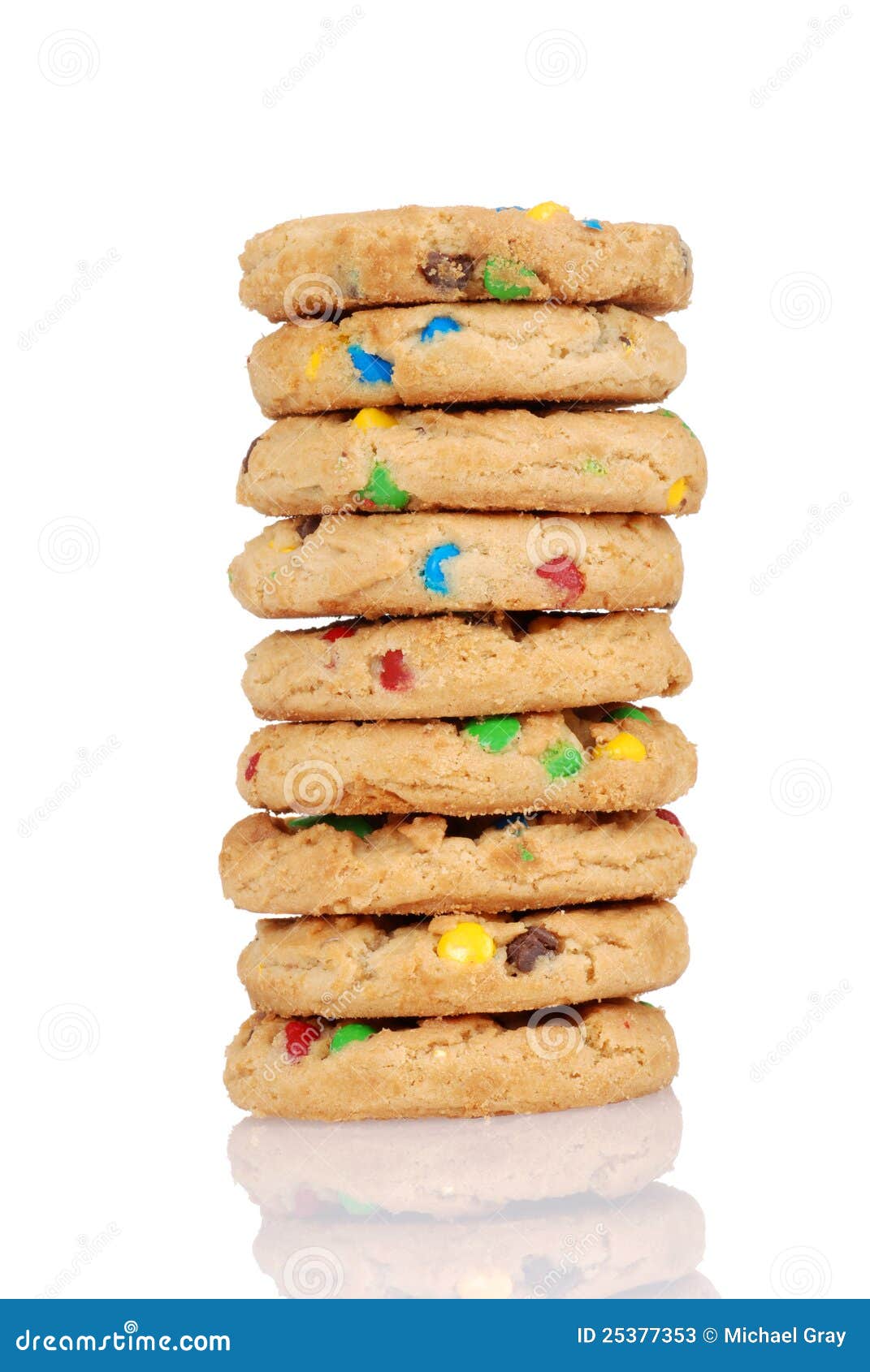 Stack of Chocolate Chip Candy Cookies Stock Image - Image of cookies ...