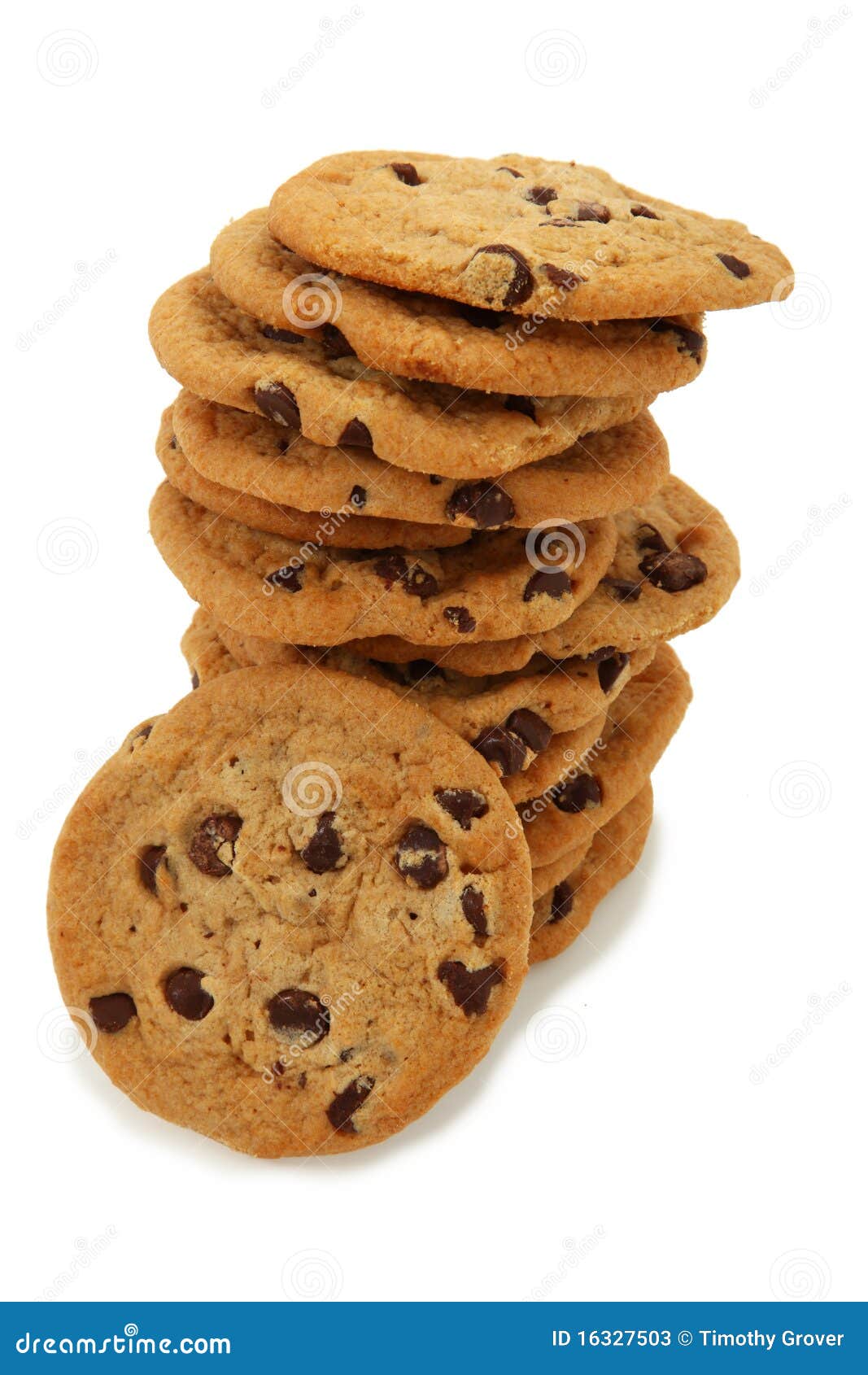 Stack of Chocolate Chip Cookies Stock Image - Image of junk, hunger ...
