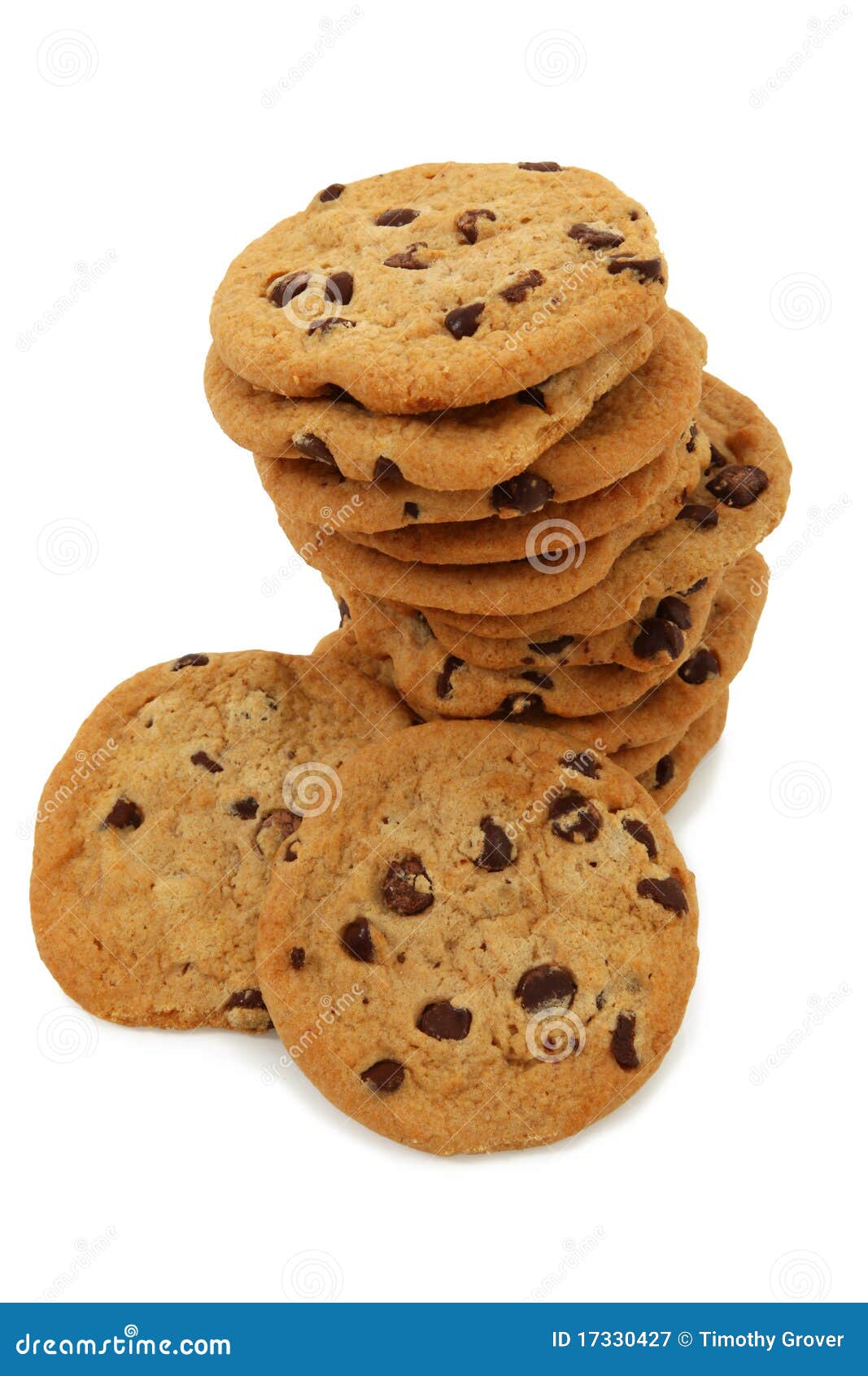Stack of Chocolate Chip Cookies Stock Image - Image of snack, closeup ...