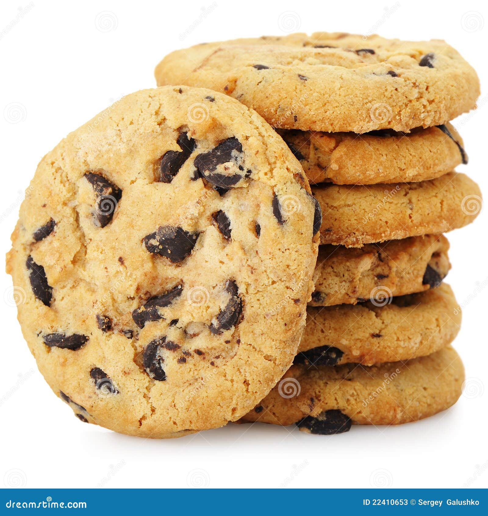 A Stack of Chocolate Chip Cookies Stock Image - Image of isolated ...