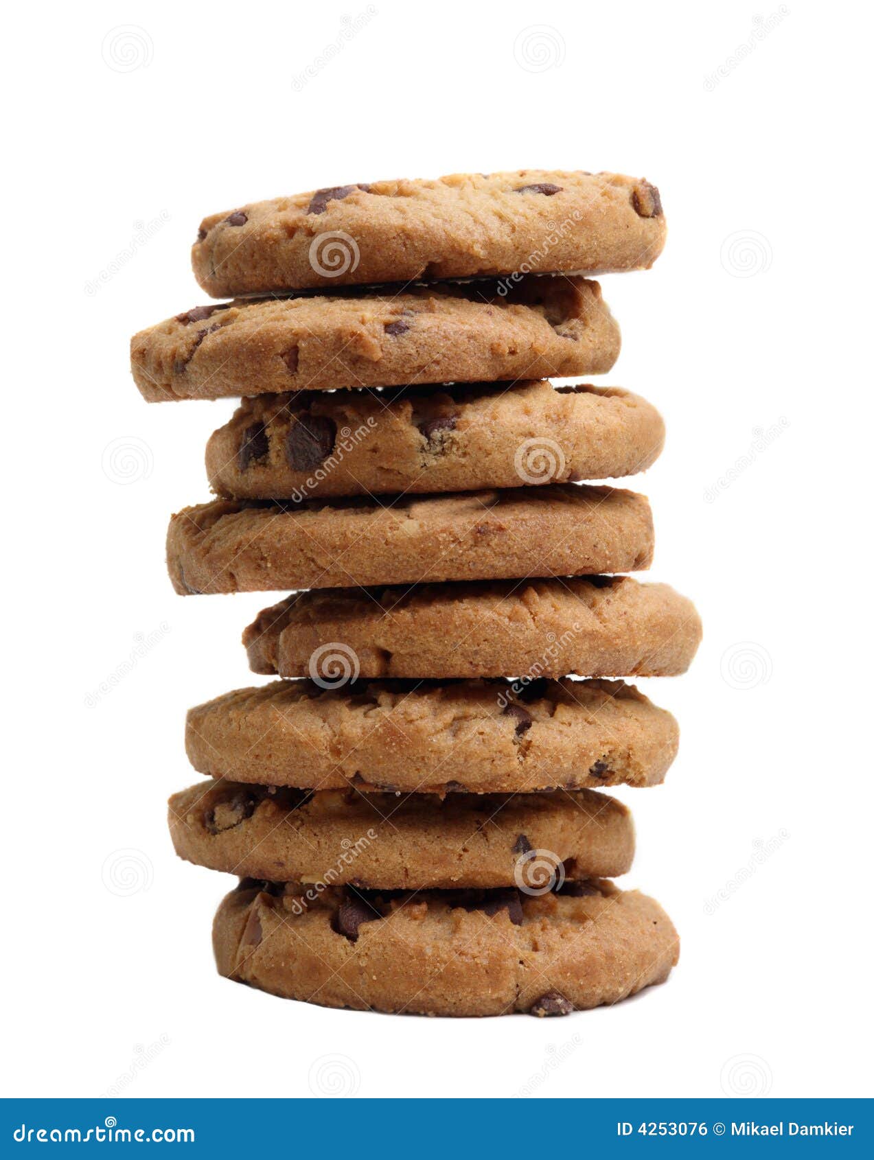 Stack of Chocolate Chip Cookies Stock Photo - Image of white, stack ...