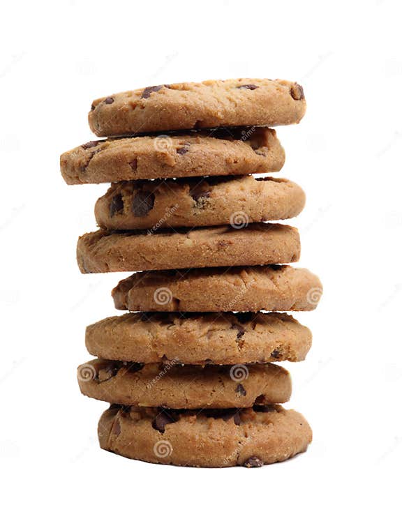 Stack of Chocolate Chip Cookies Stock Photo - Image of white, stack ...