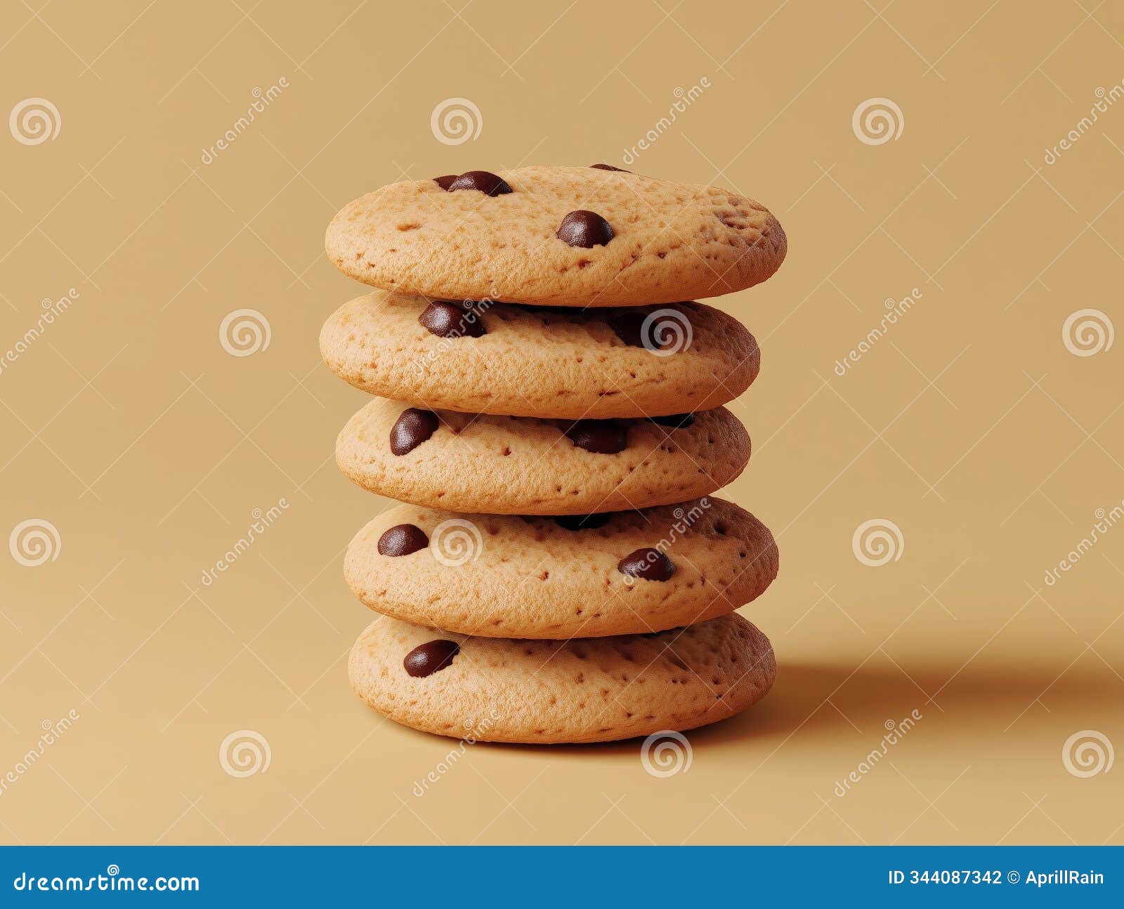 Stack of Chocolate Chip Cookies on Beige Background Stock Photo - Image ...