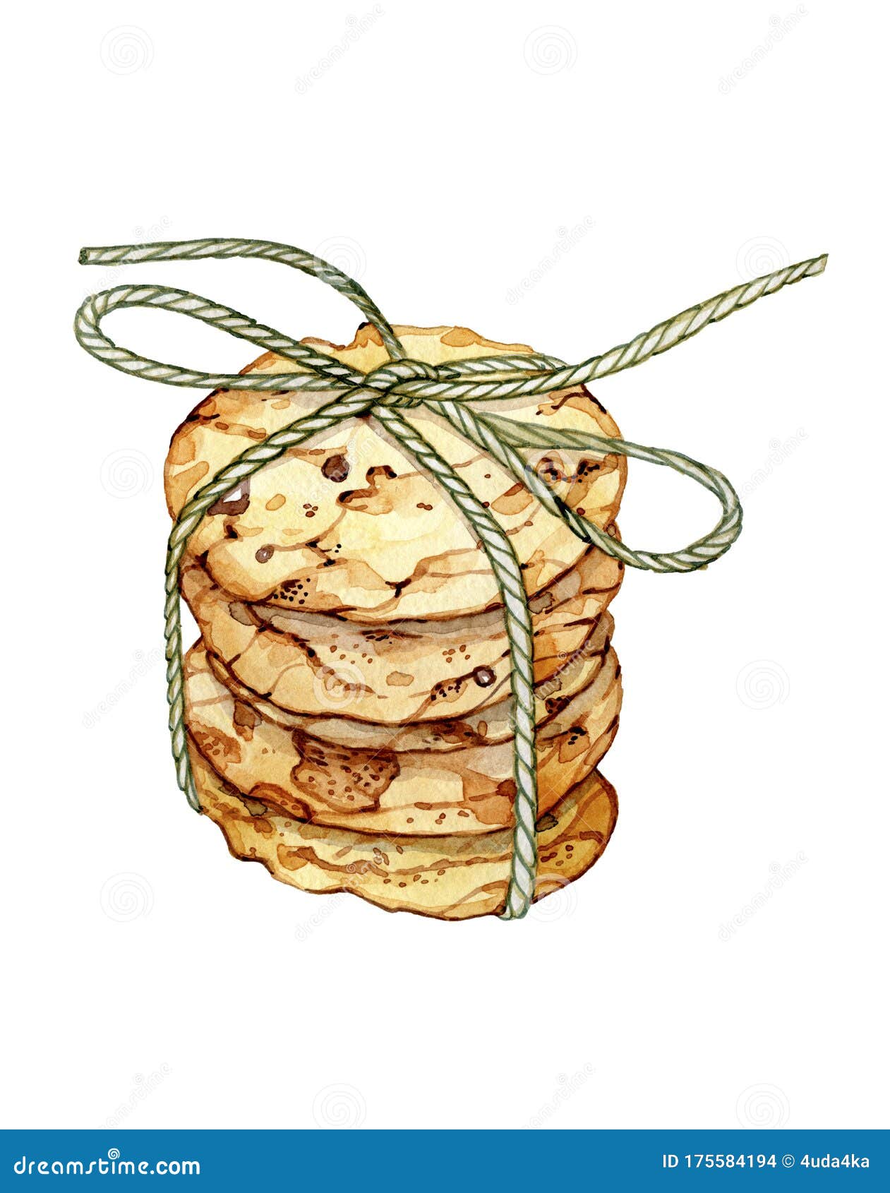Chocolate Chip Cookie Illustration Stock Photo - Image of cookies, tied ...