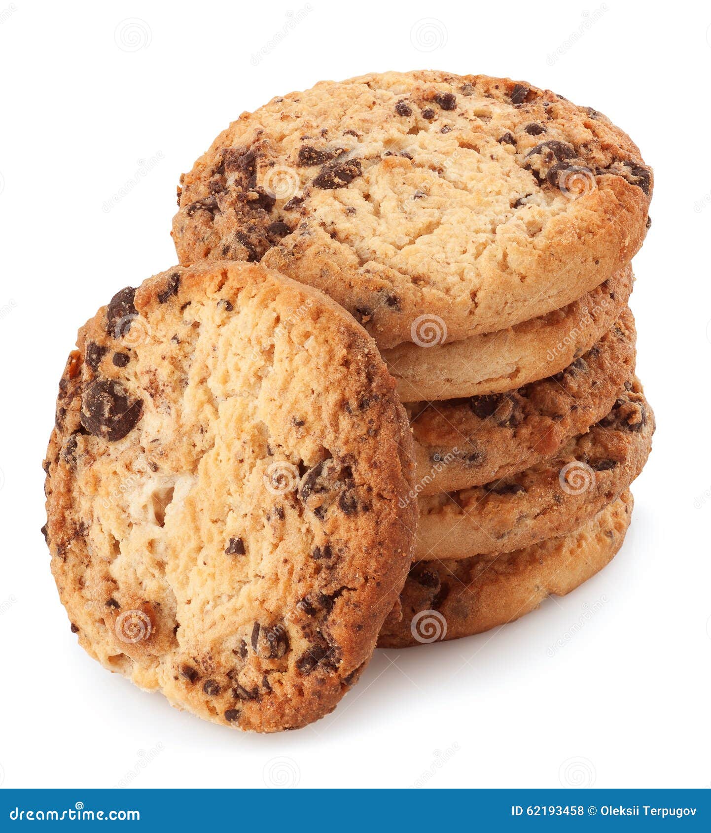 Stack of Chocolate Chip Cookies Isolate Stock Photo - Image of sweet ...