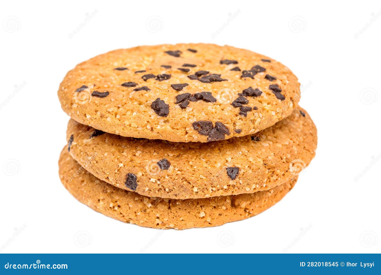 Stack of Chocolate Chip Cookies. Isolated on White Stock Image - Image ...