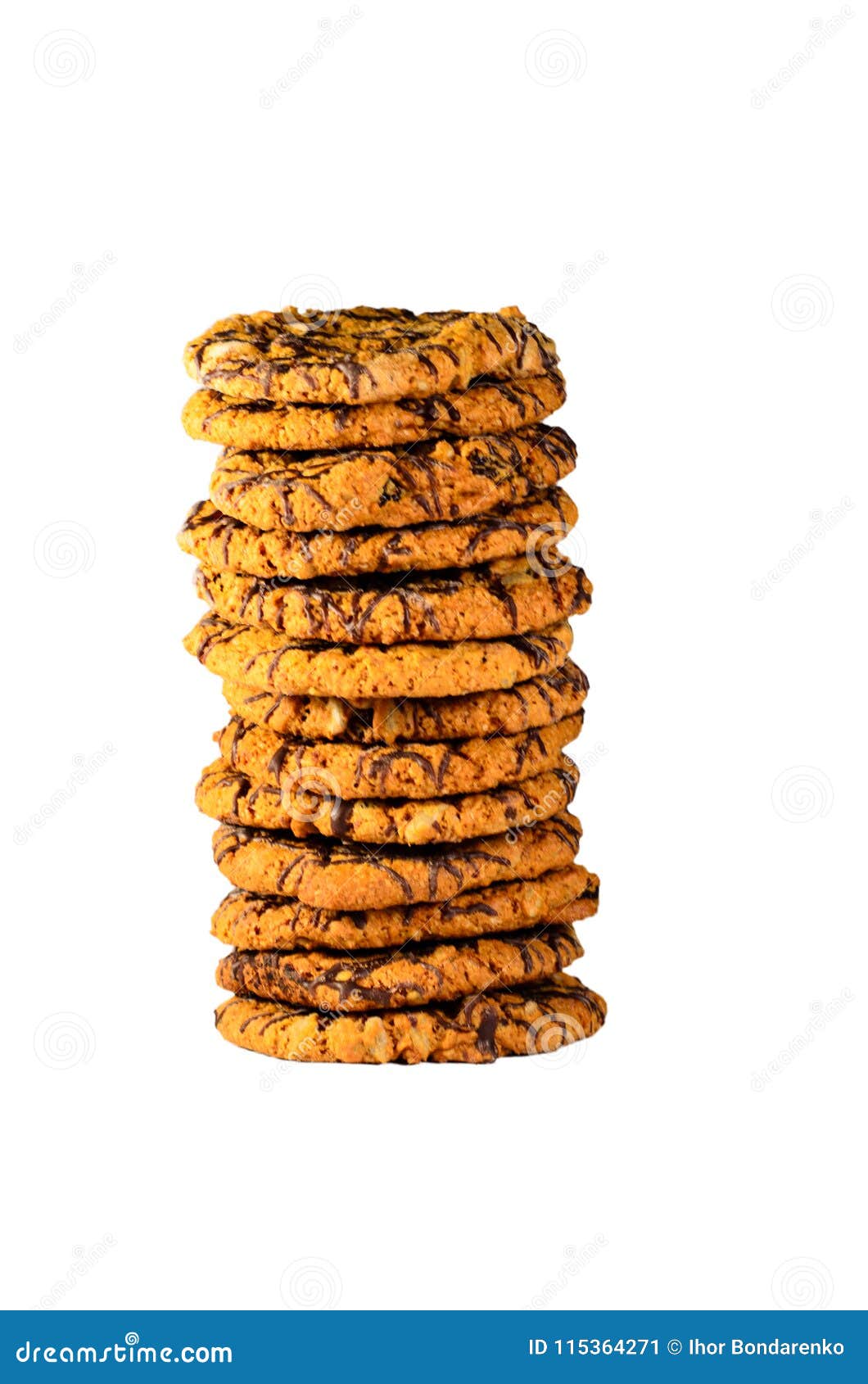 Stack of the Chocolate Chip Cookies Isolated on White Stock Image ...