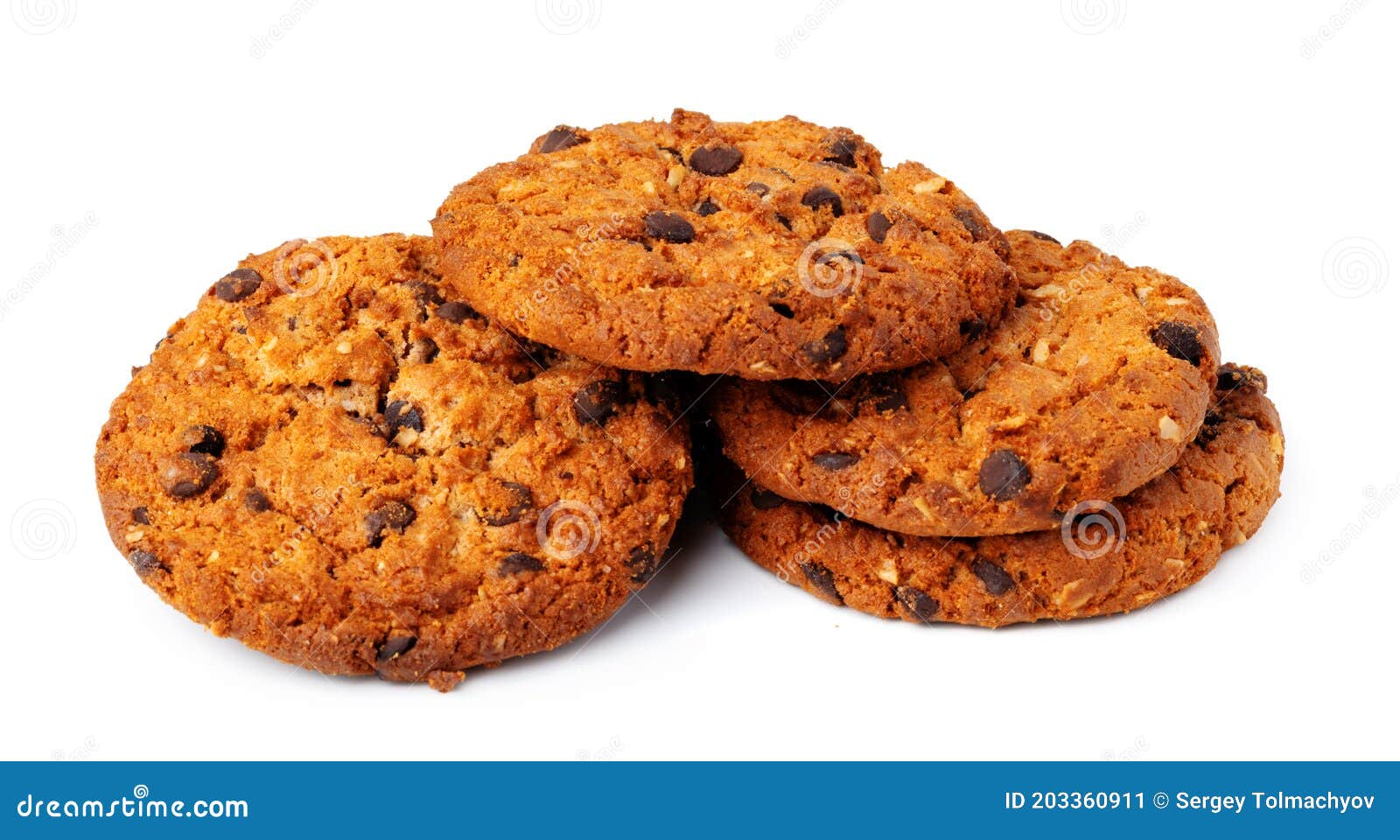 Stack of Chocolate Chip Cookies Isolated on White Stock Image - Image ...