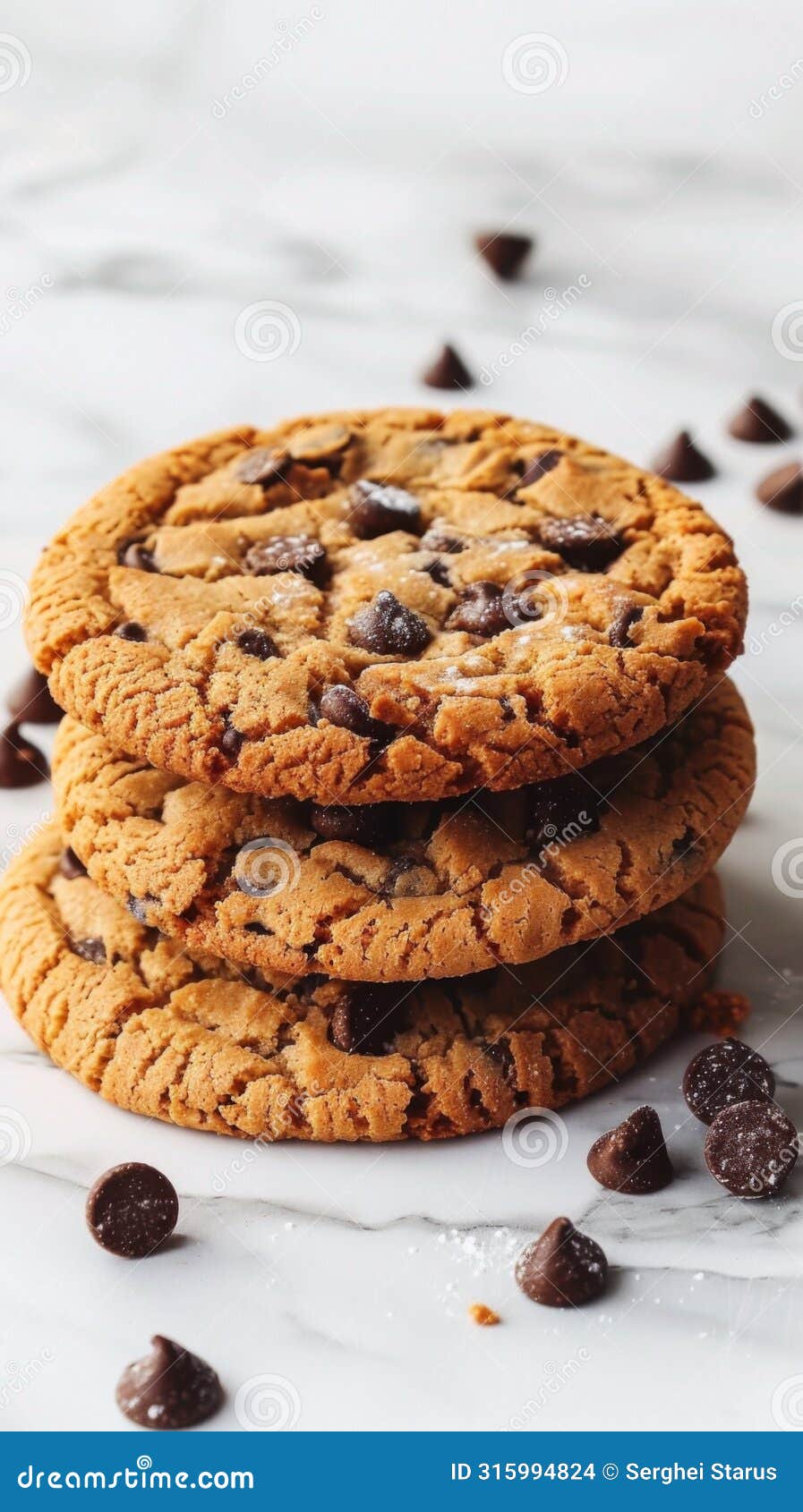 A Stack of Chocolate Chip Cookies on a Marble Counter, AI Stock Photo ...