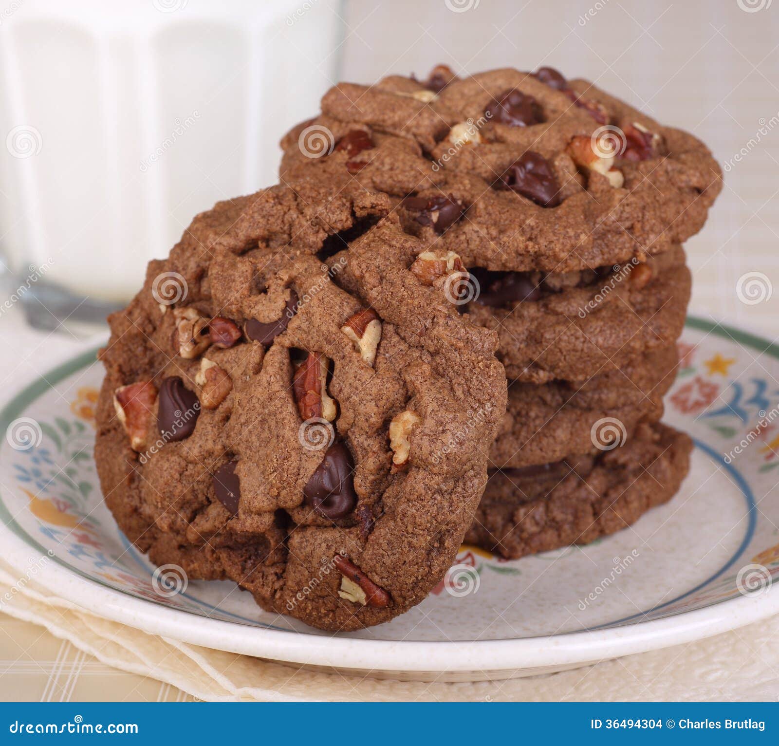 Stack of Chocolate Chip Cookies Stock Photo - Image of chocolate, brown ...
