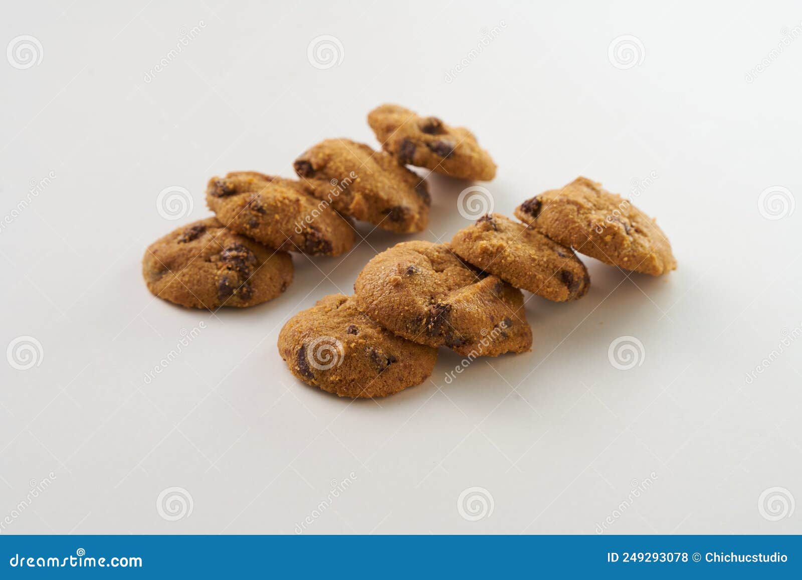 Stack of Chocolate Chip Cookies Stock Photo - Image of white, teatime ...