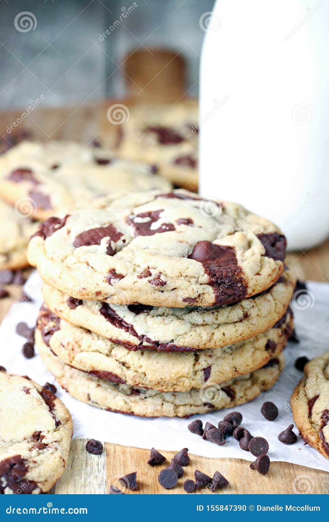 Stack of Chocolate Chip Cookies Stock Photo - Image of food, cooking ...