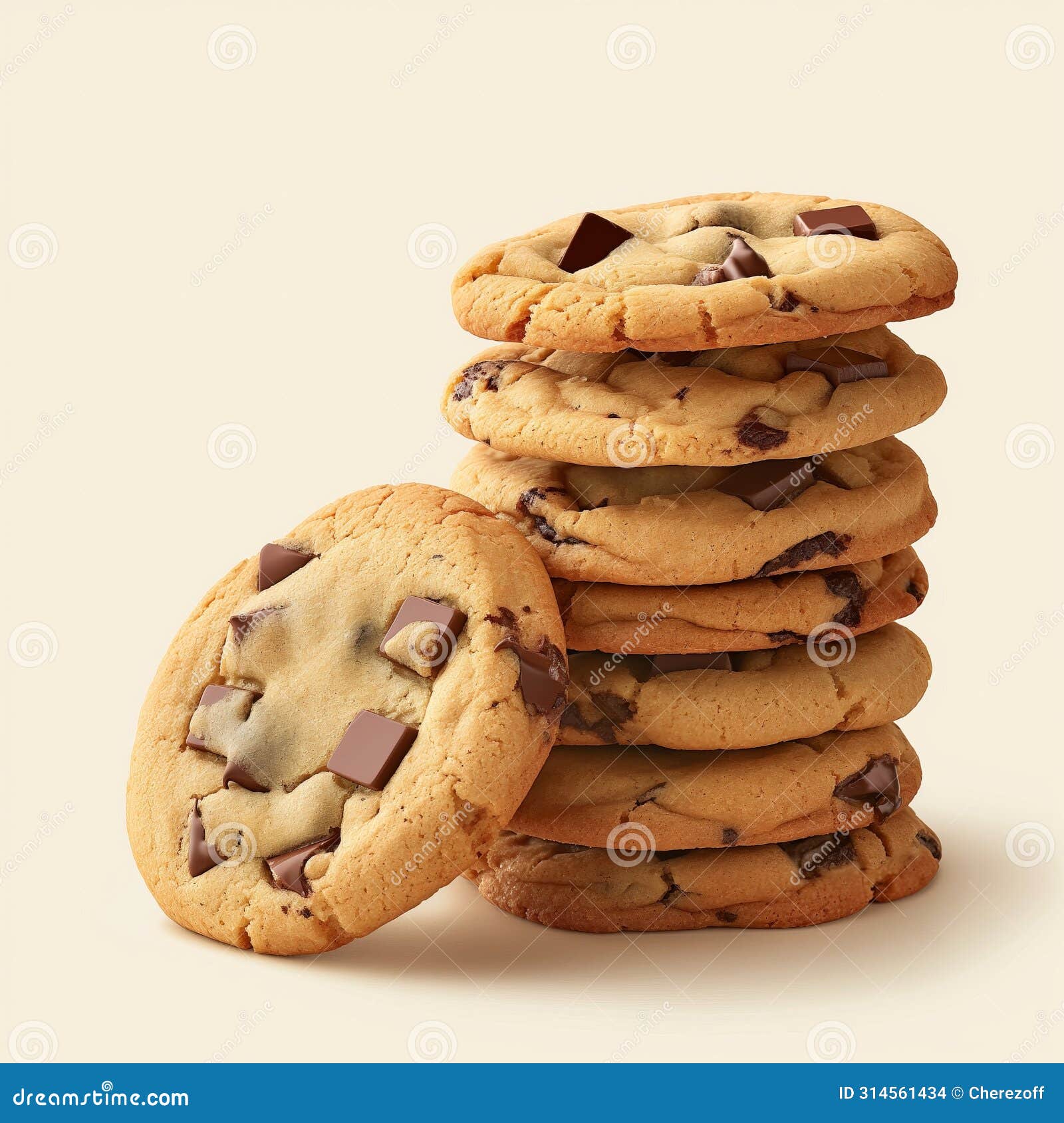 Stack of Chocolate Chip Cookies Stock Photo - Image of baked, food ...