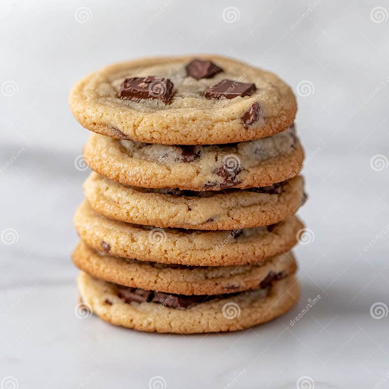 A Stack of Chocolate Chip Cookies with Visible Chocolate Chunks, Stock ...
