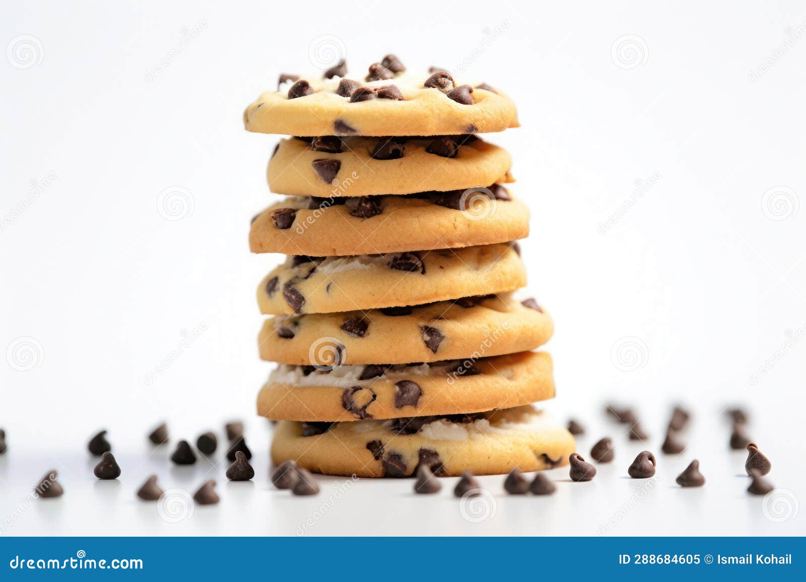 A Stack of Chocolate Chip Cookies on a White Background, Created by ...