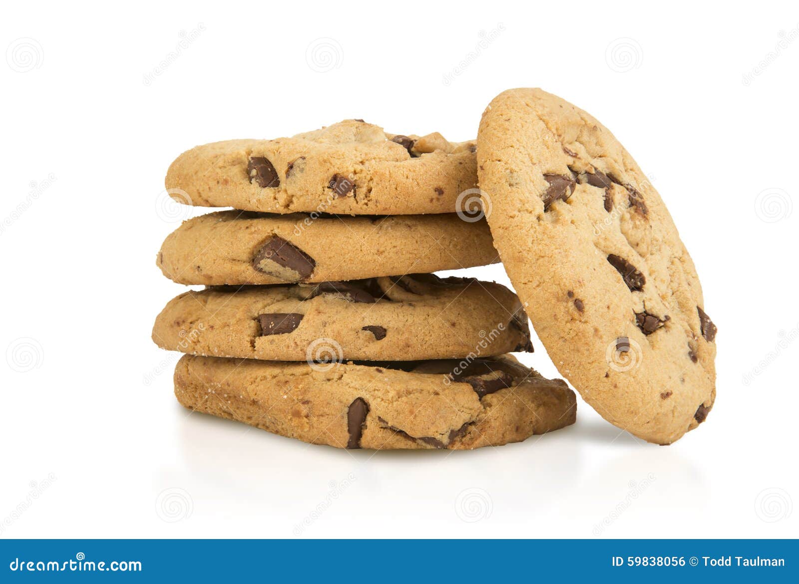 Stack of Chocolate Chip Cookies Stock Photo - Image of stack, dessert ...