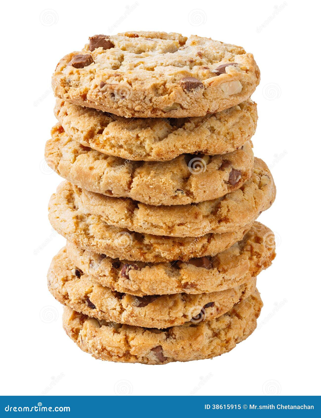 Stack of Chocolate Chunk Crispy Cookie Stock Image - Image of texture ...