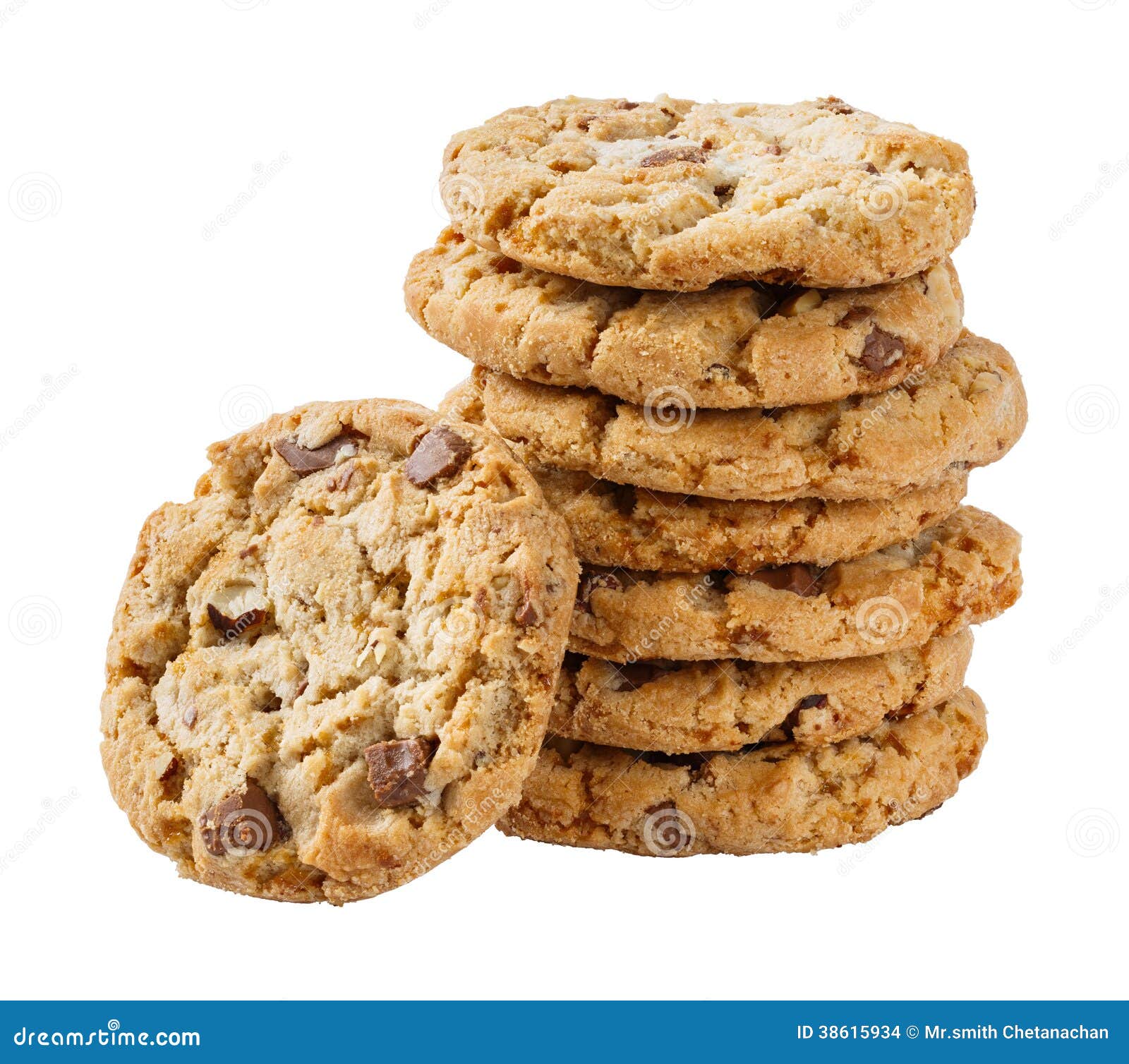 Stack of Chocolate Chunk Crispy Cookie Stock Photo - Image of focus ...