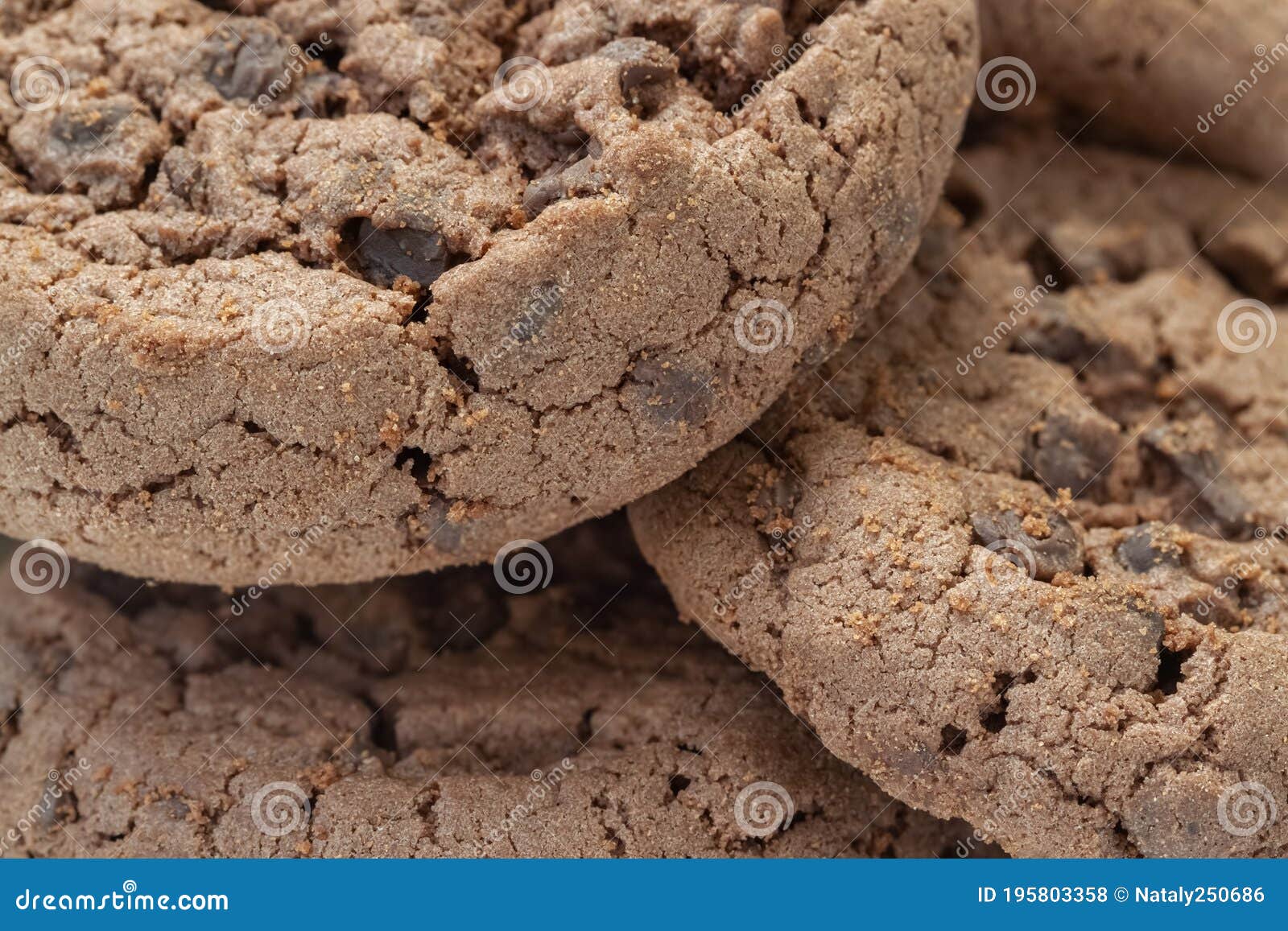 Stack Chocolate Cookies with Choco Crisps Macro Stock Photo - Image of ...