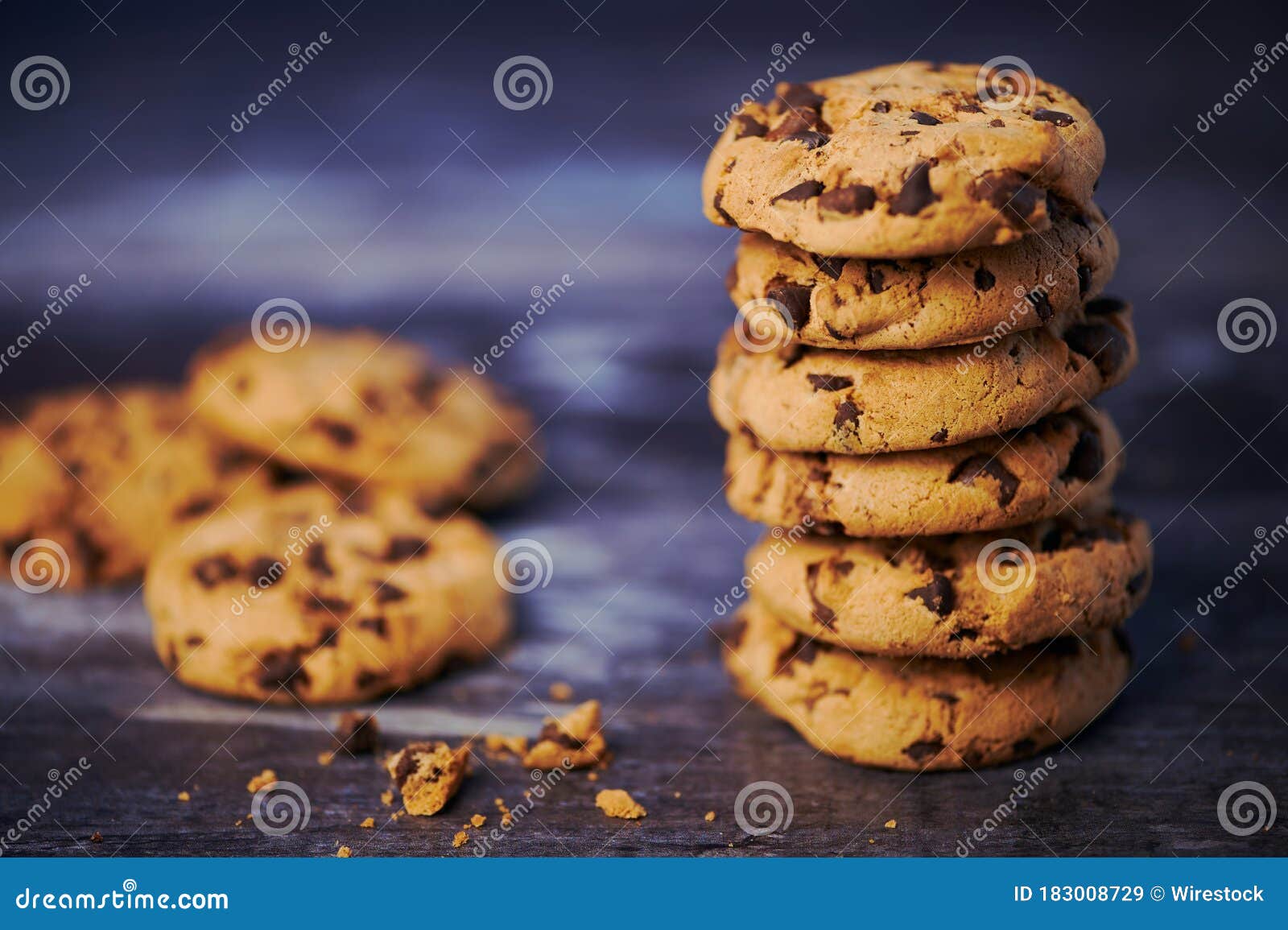 Stack of chocolate cookies stock image. Image of crunchy - 183008729