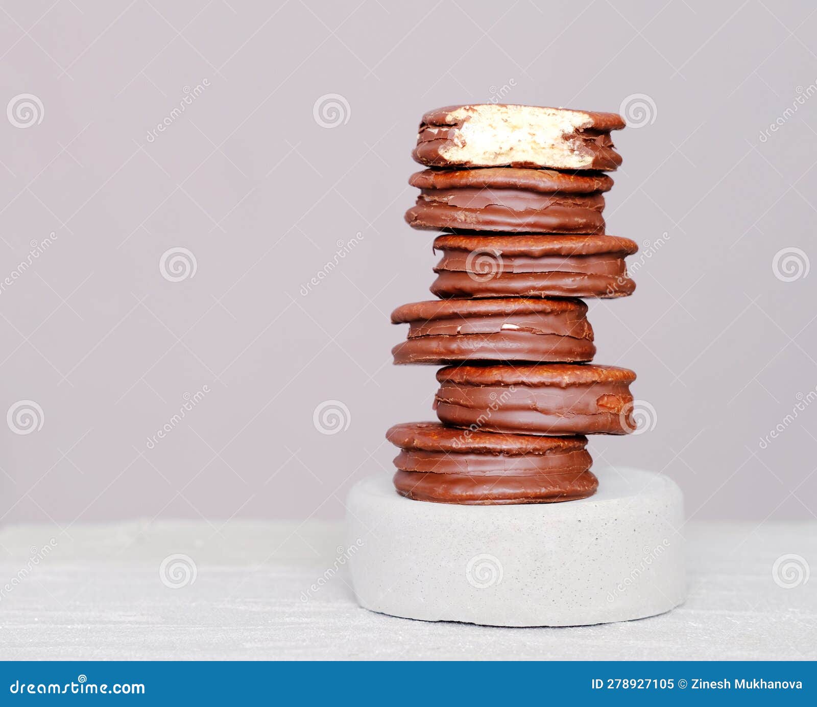 Stack of Chocolate Cookies on the Table, Dessert of Chocolate Cookies ...