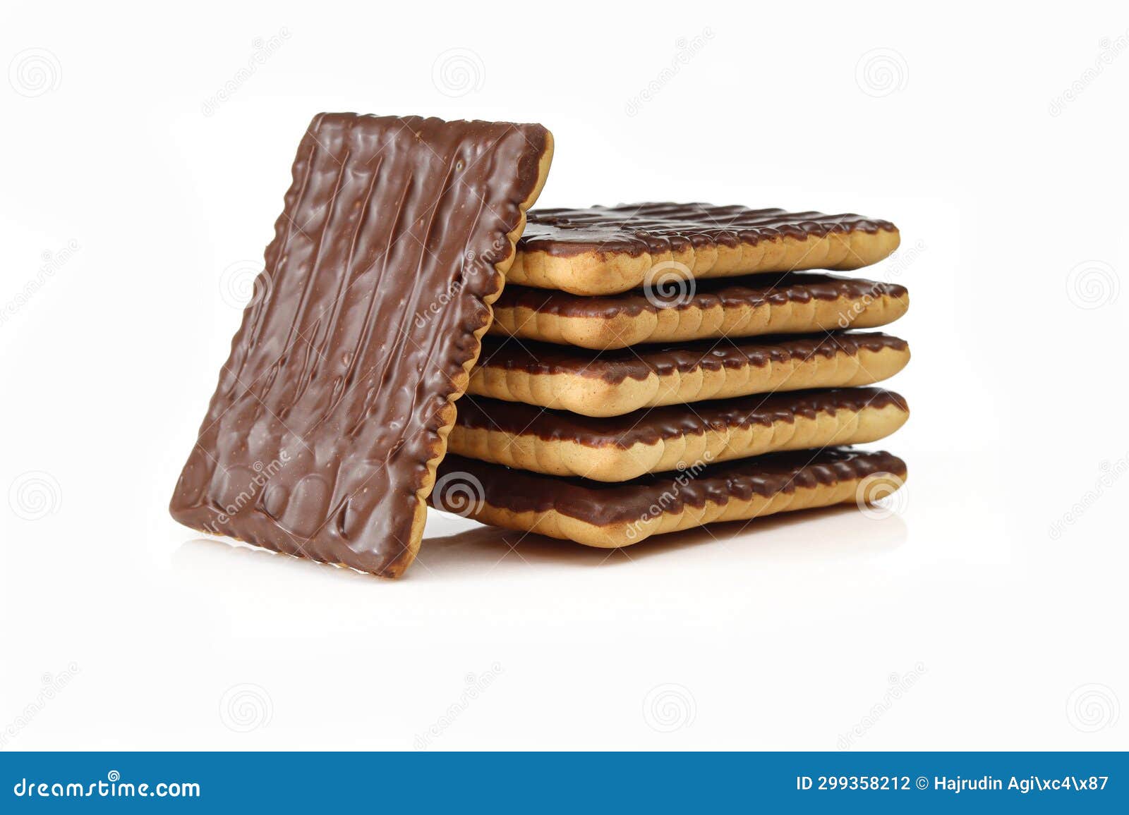 Stack of Chocolate Dipped Square Shape Biscuits Isolated on White ...