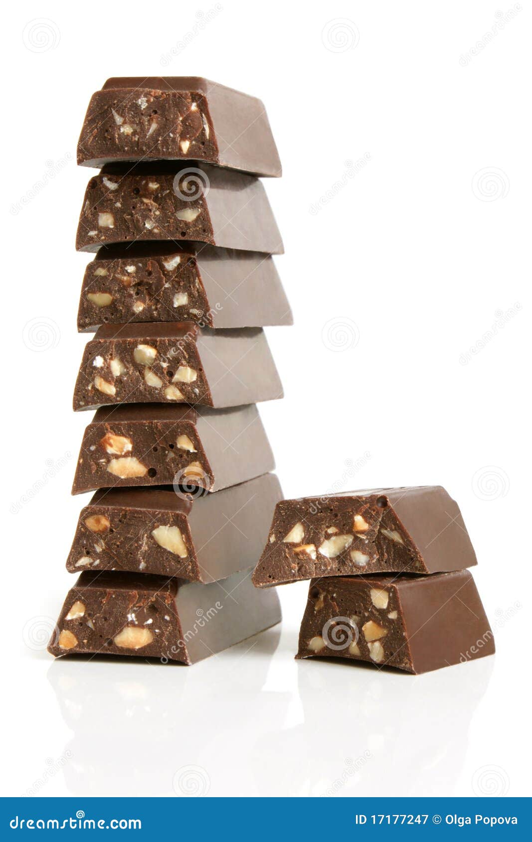 Stack of chocolate pieces stock image. Image of dessert - 17177247