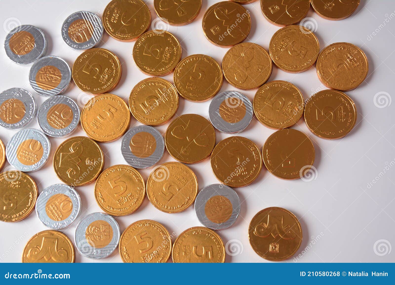 Stack of Chocolate Shekel Coins Stock Photo - Image of financial ...