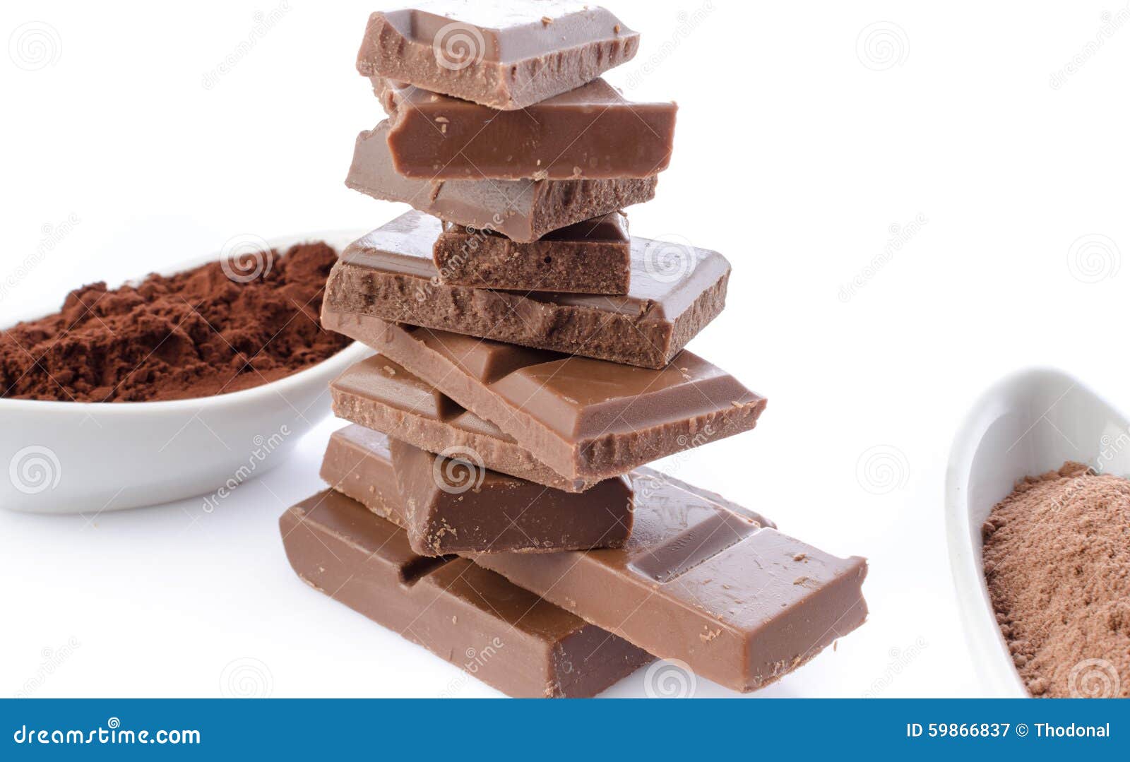 Stack of Chocolate Squares with Cocoa Powder Stock Image - Image of ...
