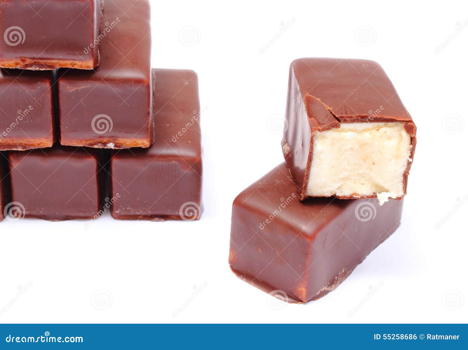 Stack of Chocolate Sweets on White Background Stock Photo - Image of ...